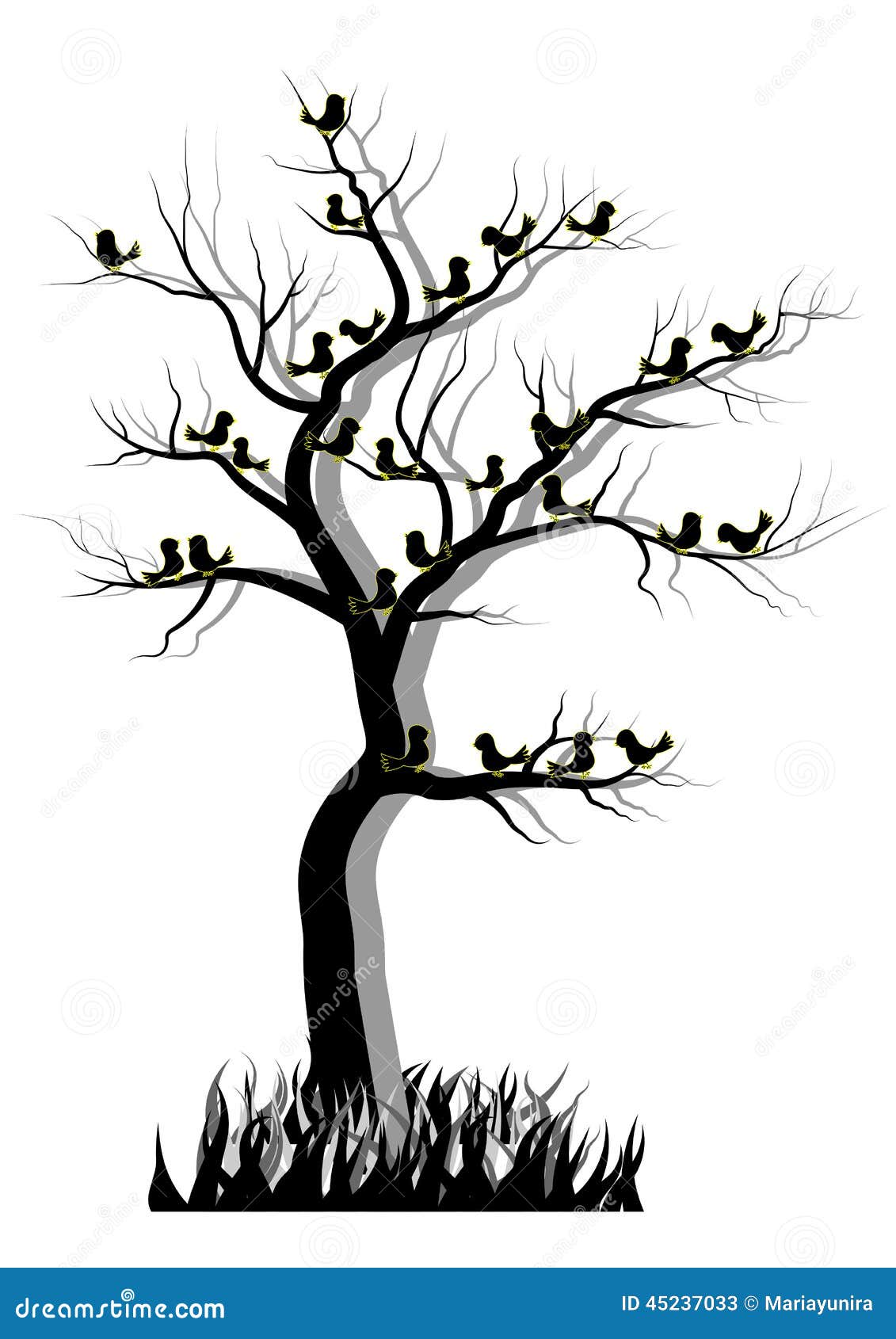 Vector Bird and Tree stock vector. Illustration of flower - 45237033