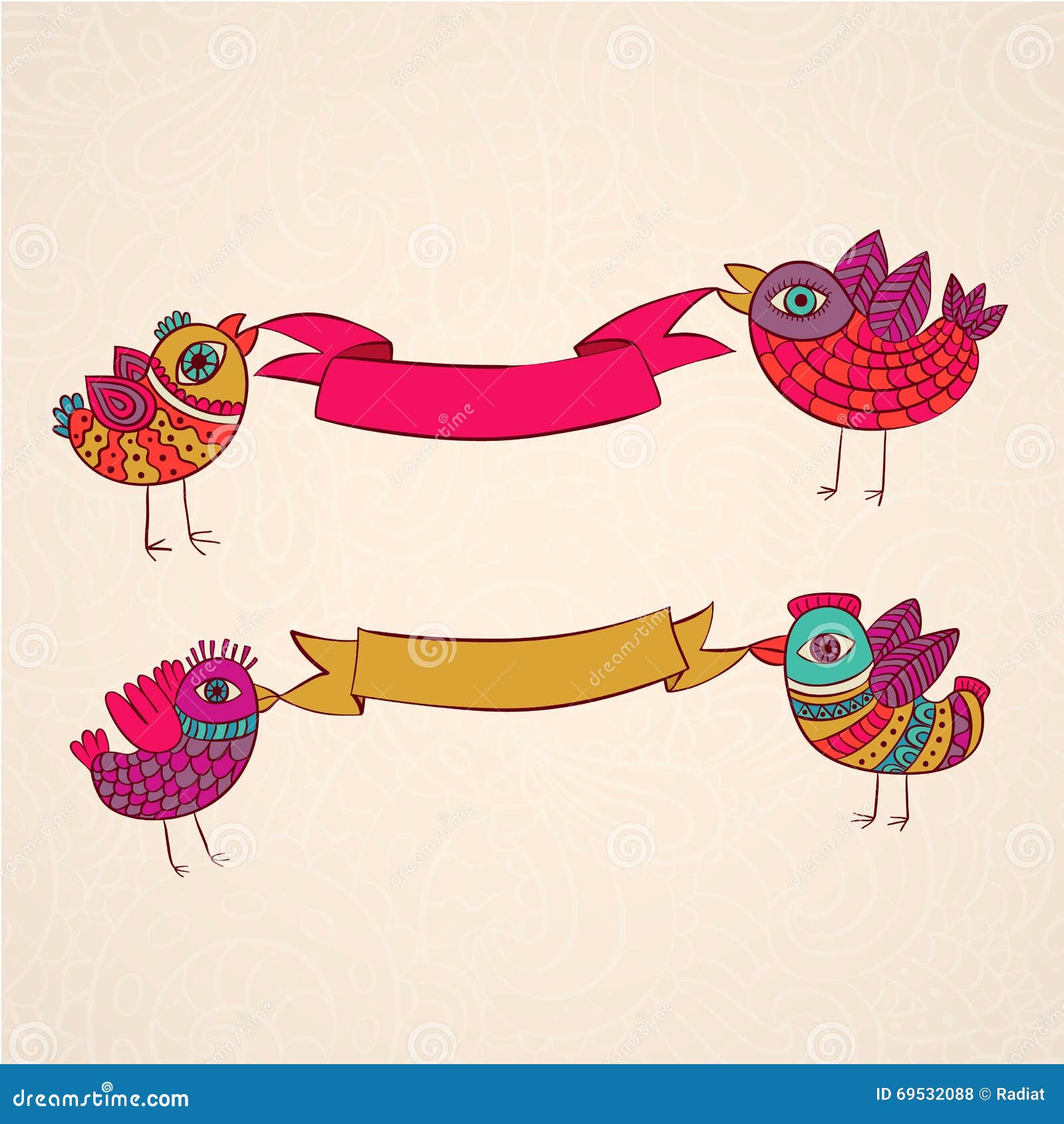 Vector Birds Ribbons Banner Design Template Stock Vector - Illustration ...