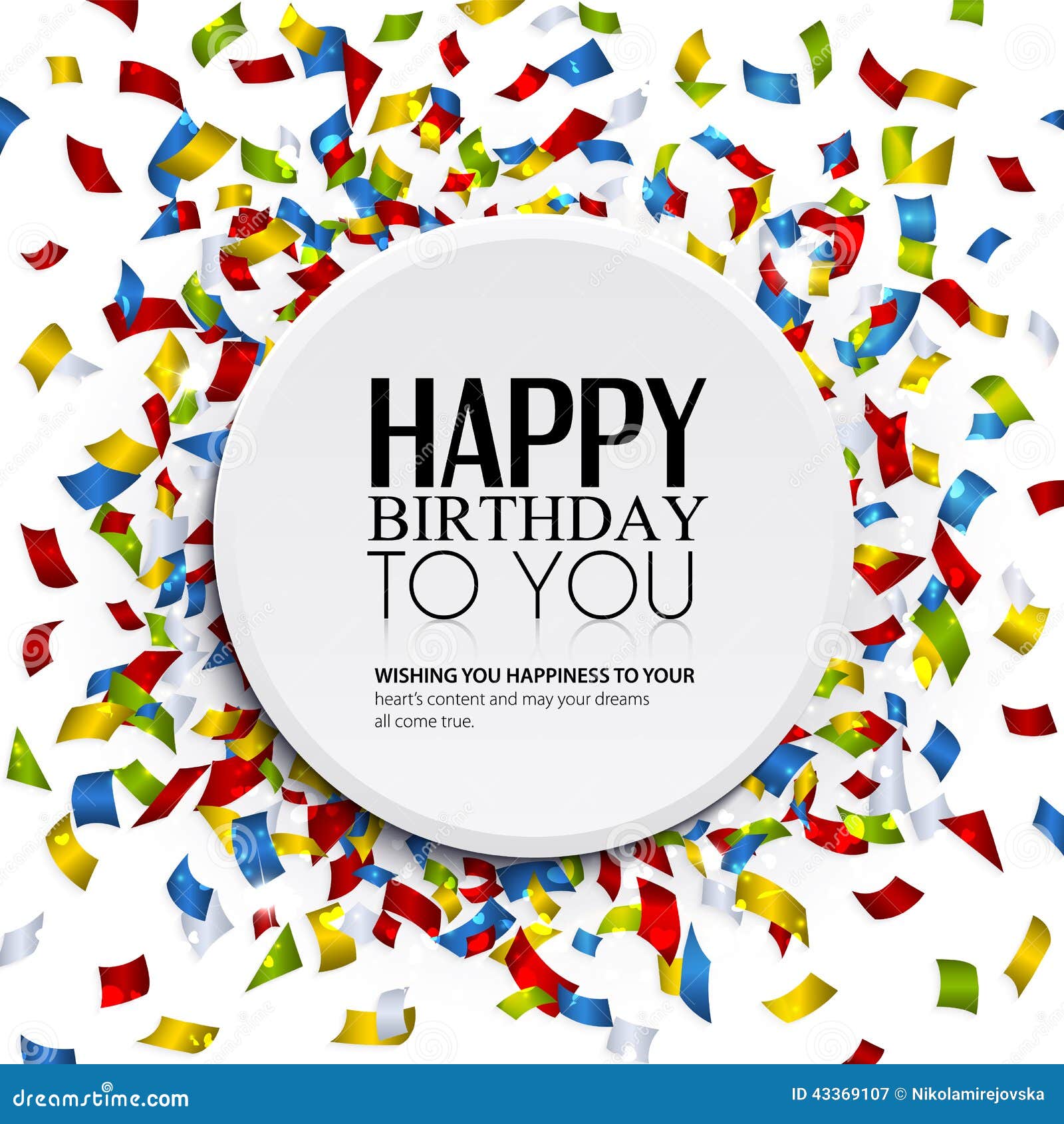Vector Birthday Card with Confetti and Birthday Te Stock Vector ...