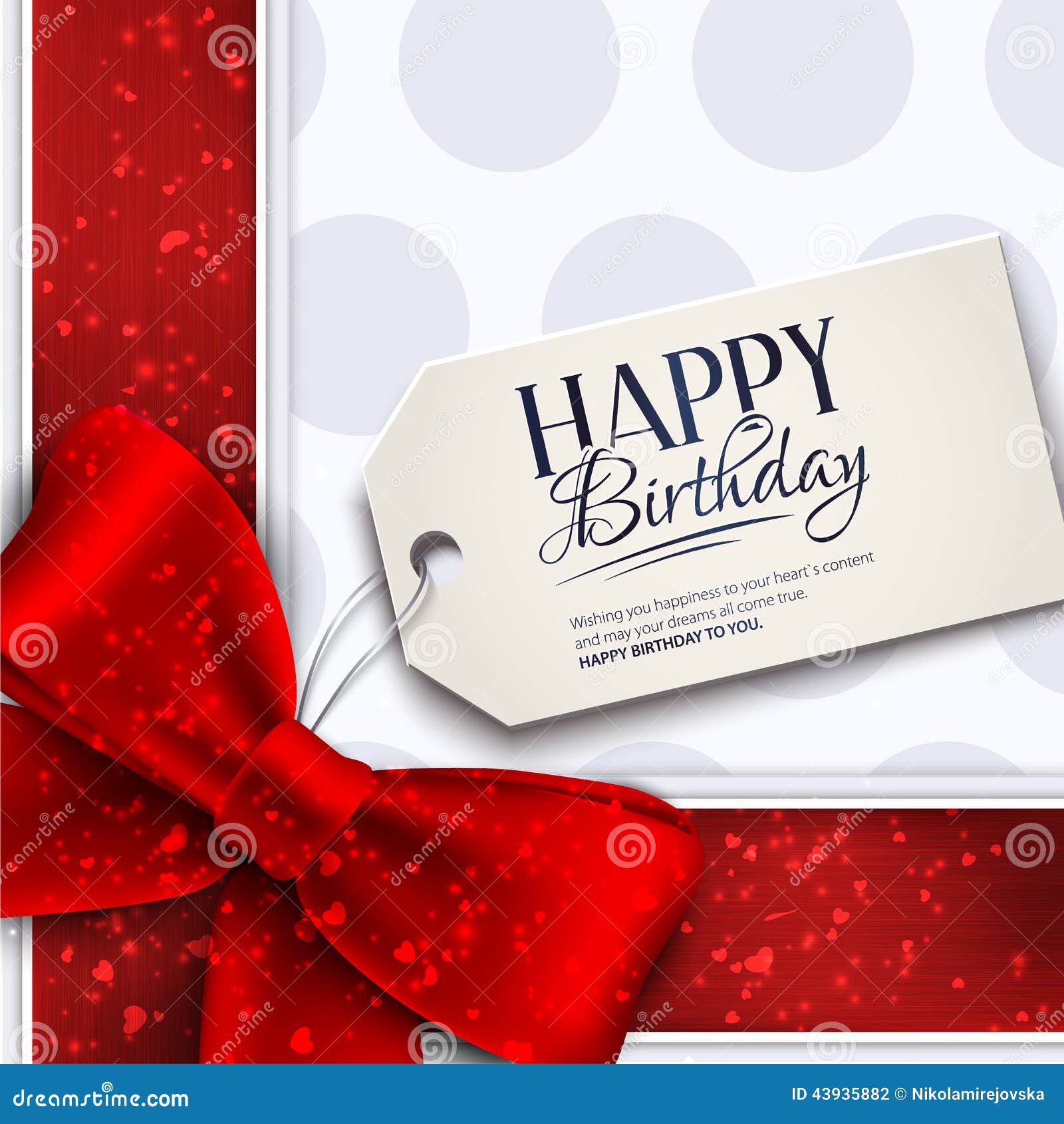 Vector Birthday Card with Red Ribbon and Birthday Stock Vector ...