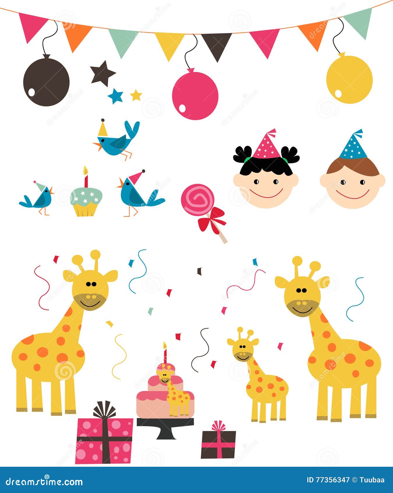 Vector Birthday Party Set stock illustration. Illustration of graphic ...