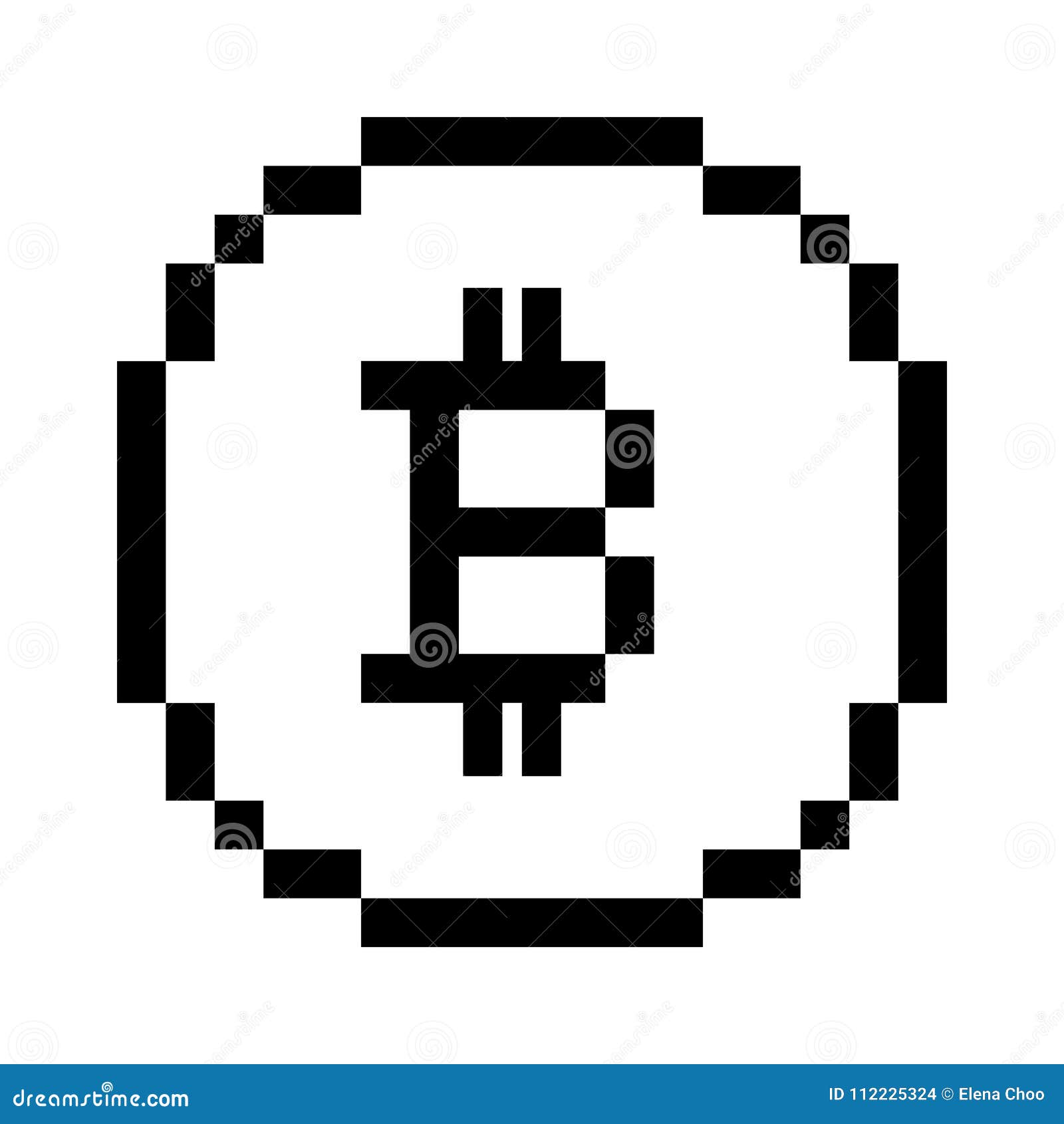 Vector pixel bitcoin icon stock illustration. Illustration of cash ...