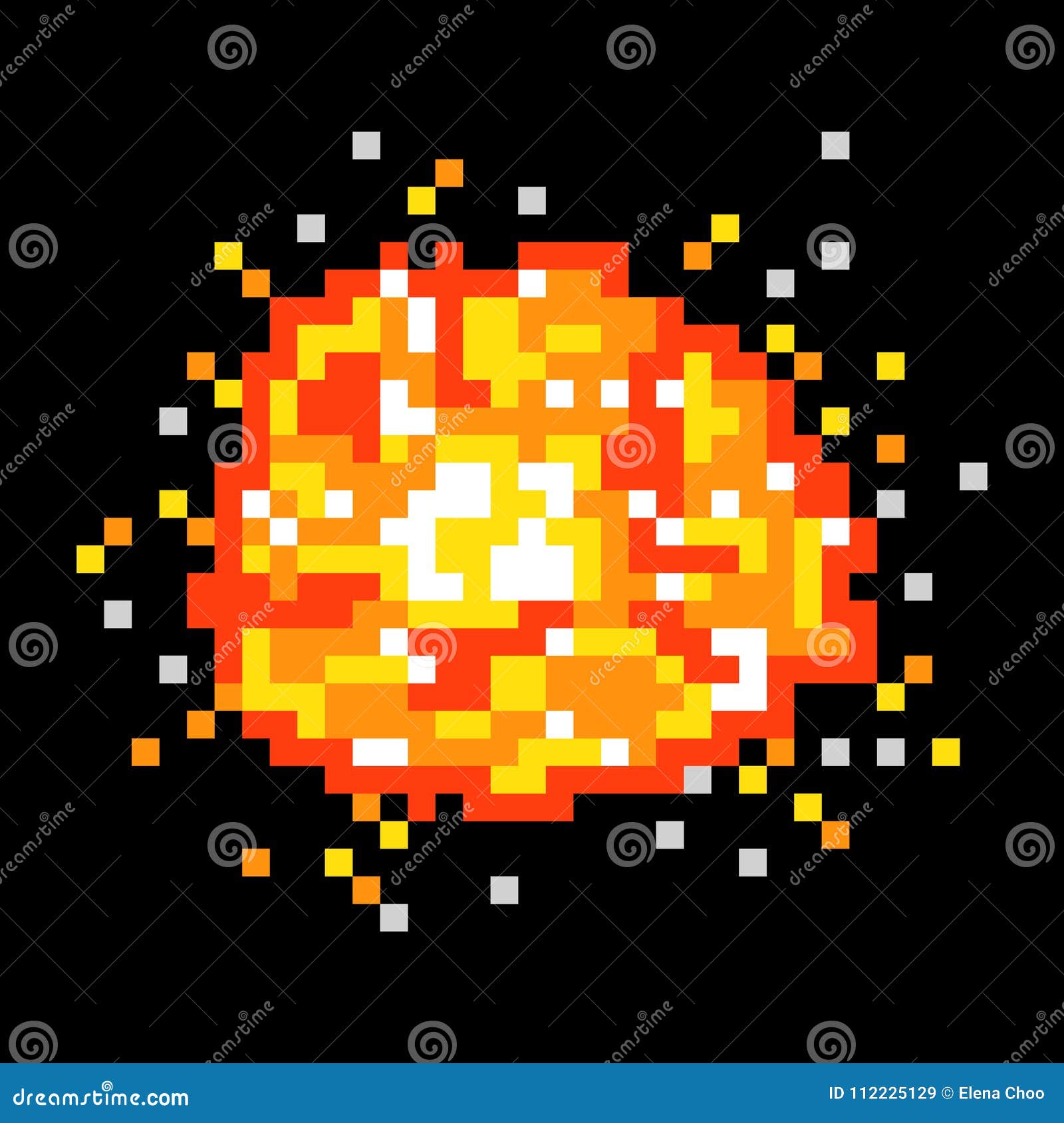 Vector pixel explosion stock vector. Illustration of bomb - 112225129
