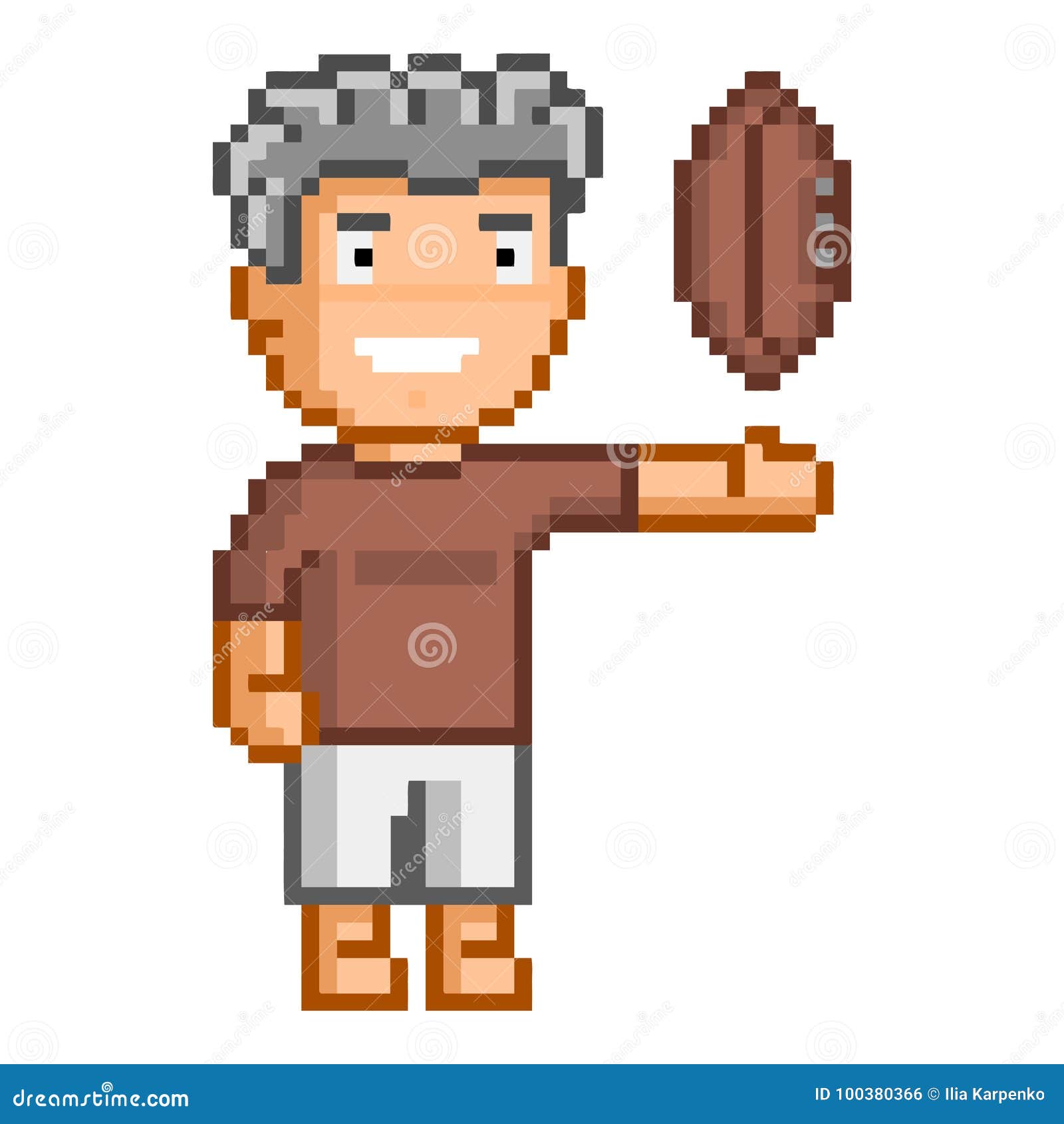 Pixel Art Rugby Ball Illustration Vector For Game Design ...