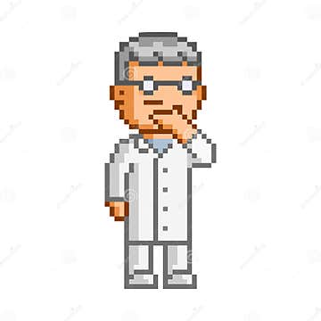 Vector 8-bit Pixel Art Scientist Stock Illustration - Illustration of ...