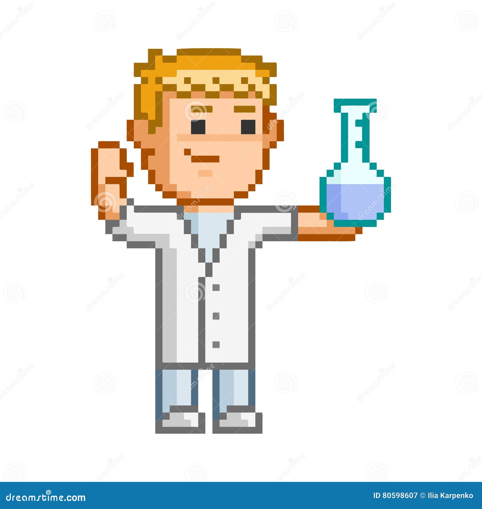 Vector 8-bit Pixel Art Scientist Stock Image | CartoonDealer.com #80598607
