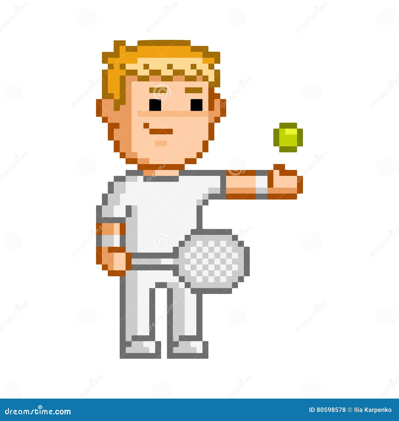 Vector 8-bit Pixel Art Tennis Player Stock Vector - Illustration of ...
