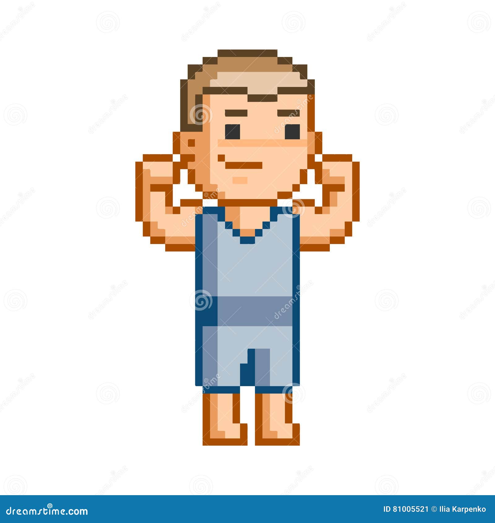 Vector 8 Bit Pixel Art Weightlifting for Design Stock Illustration ...
