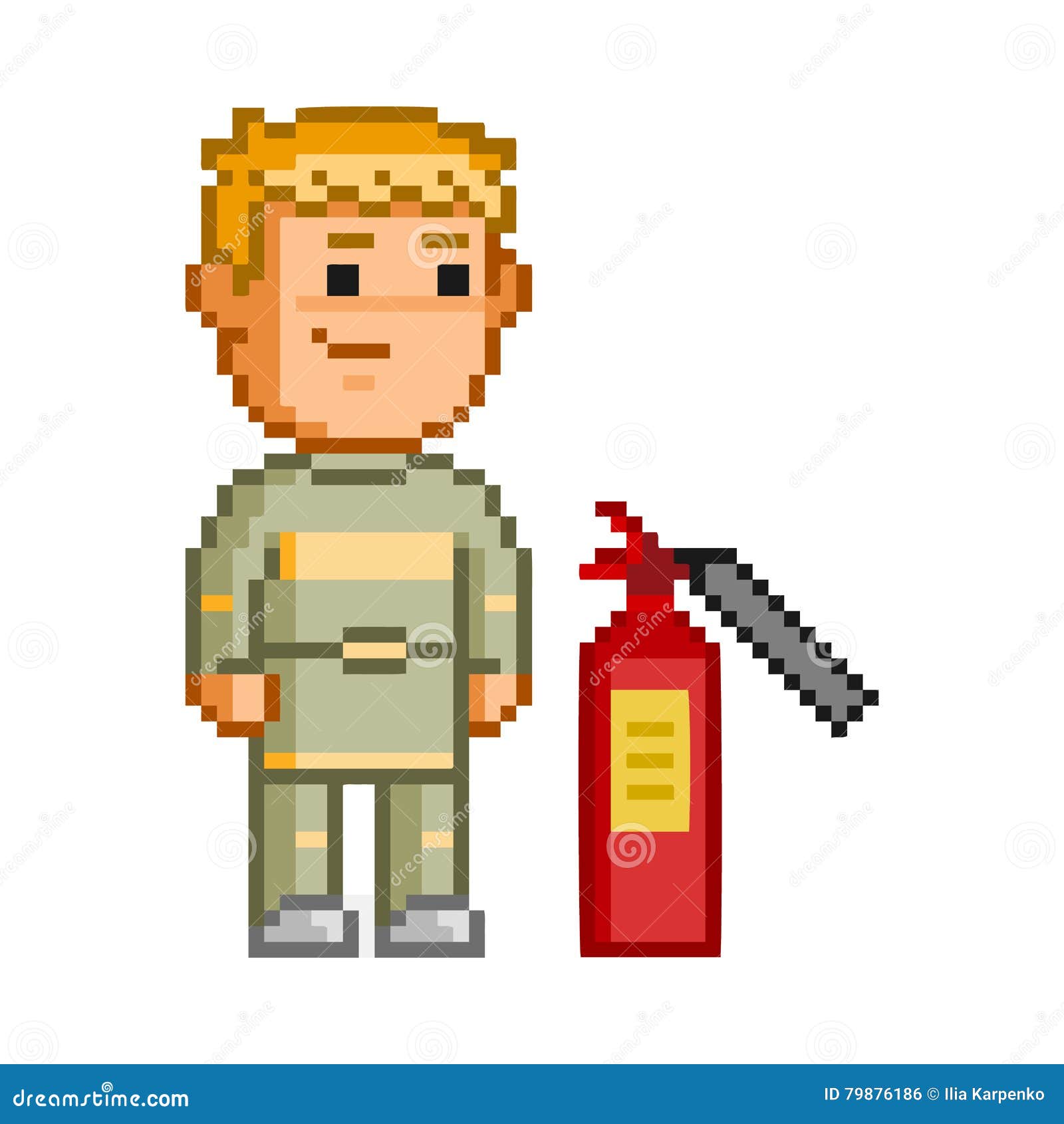 Vector 8 Bit Pixel Firefighters Stock Illustration - Illustration of ...