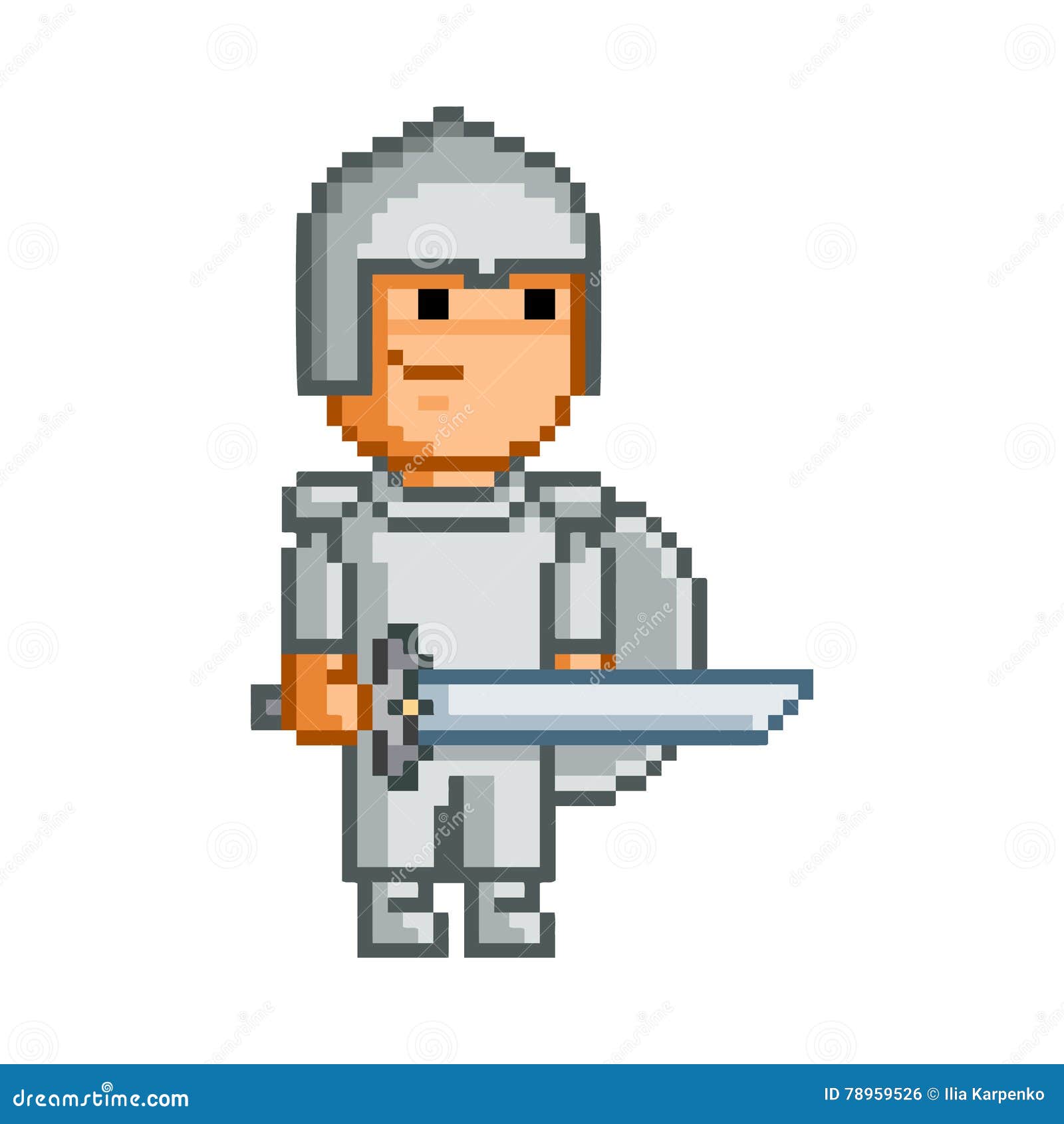 Vector 8 Bit Pixel Hero for Game. Stock Illustration - Illustration of ...