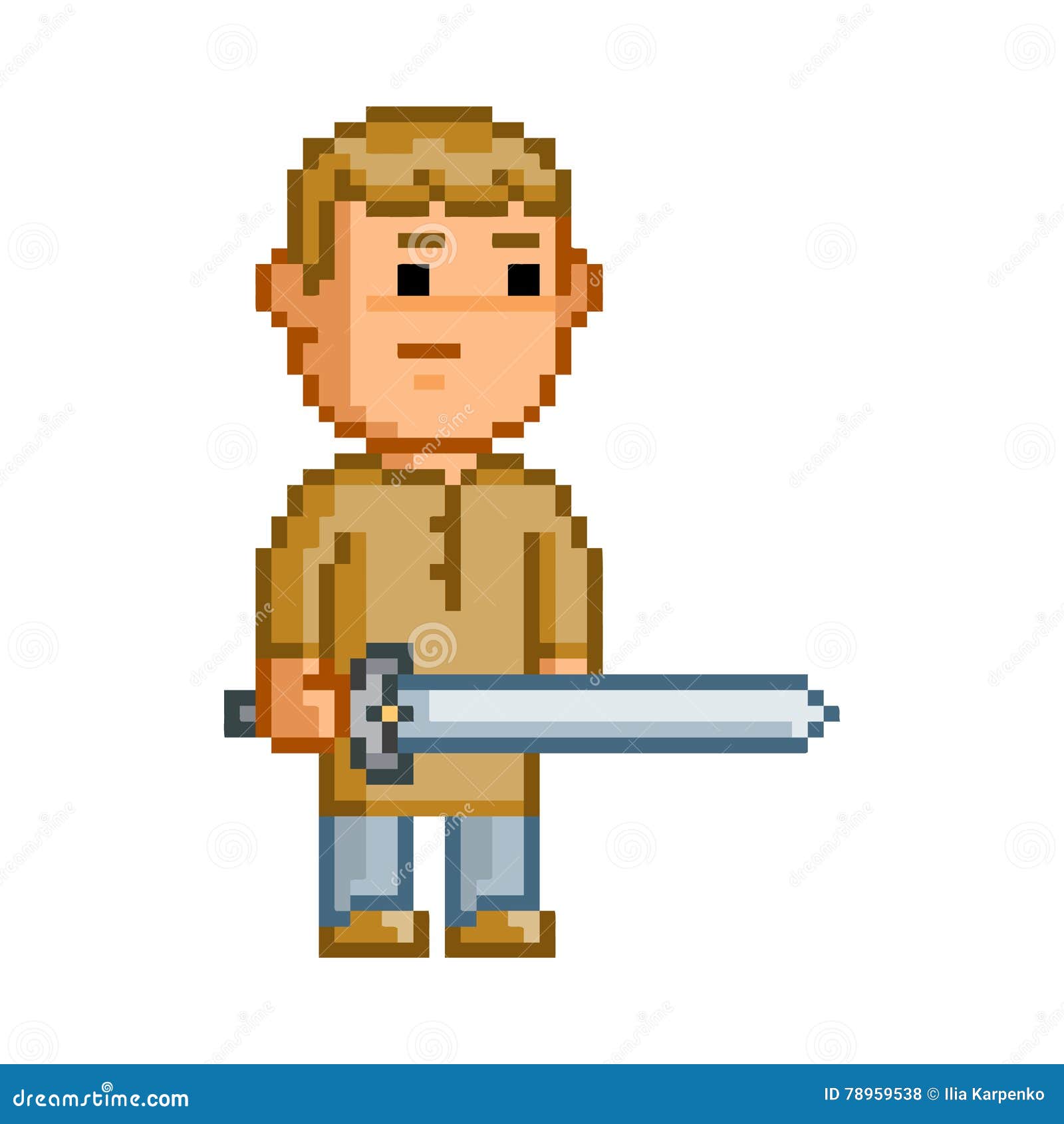 Vector 8 Bit Pixel Hero for Game Stock Illustration - Illustration of ...