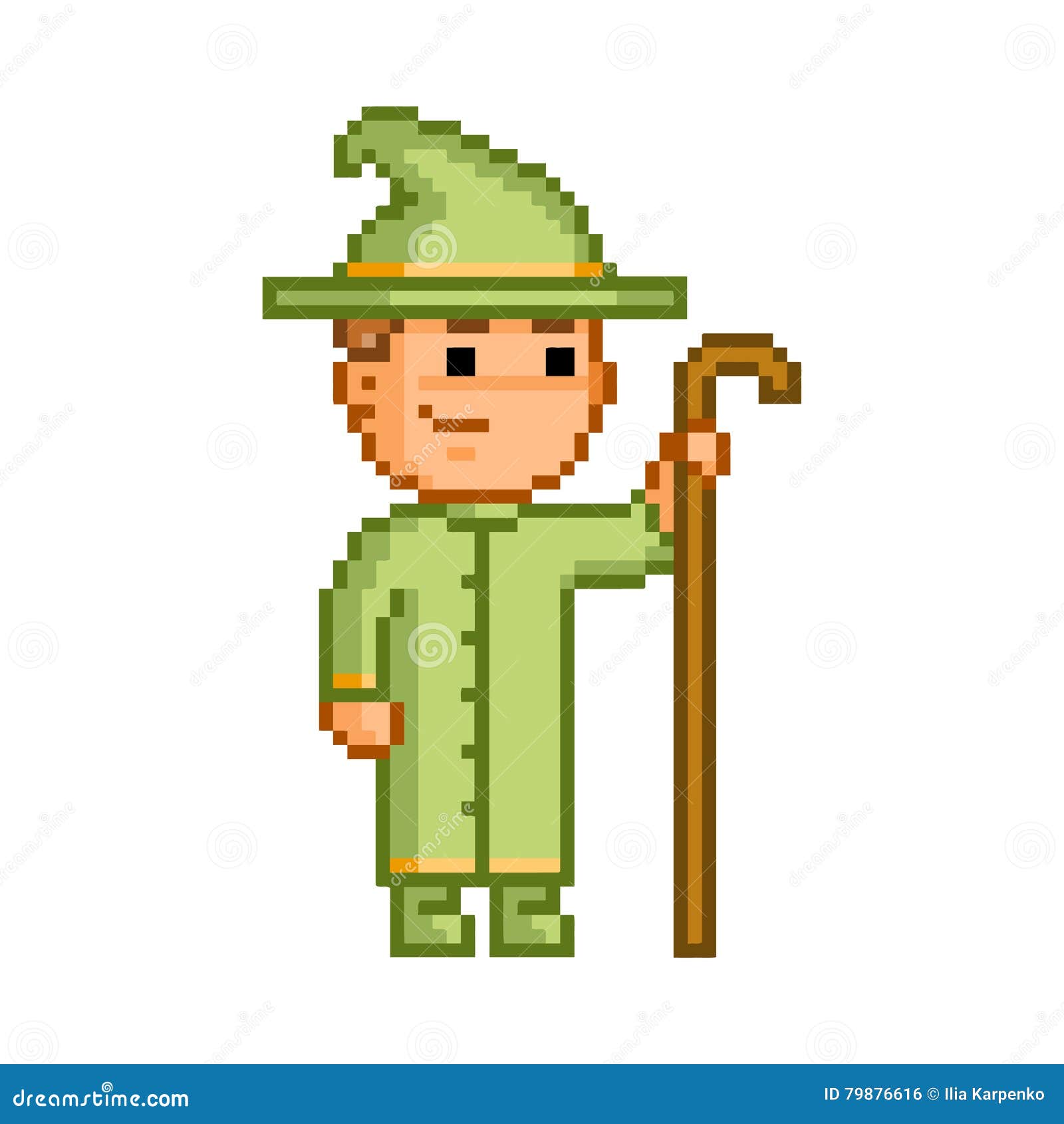 Vector 8-bit Pixel Magician for Games Stock Illustration - Illustration ...