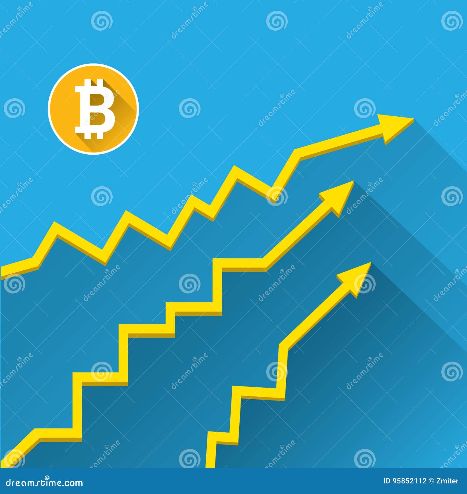 Vector Bitcoin Growth Graph on Blue Background. Stock Vector ...