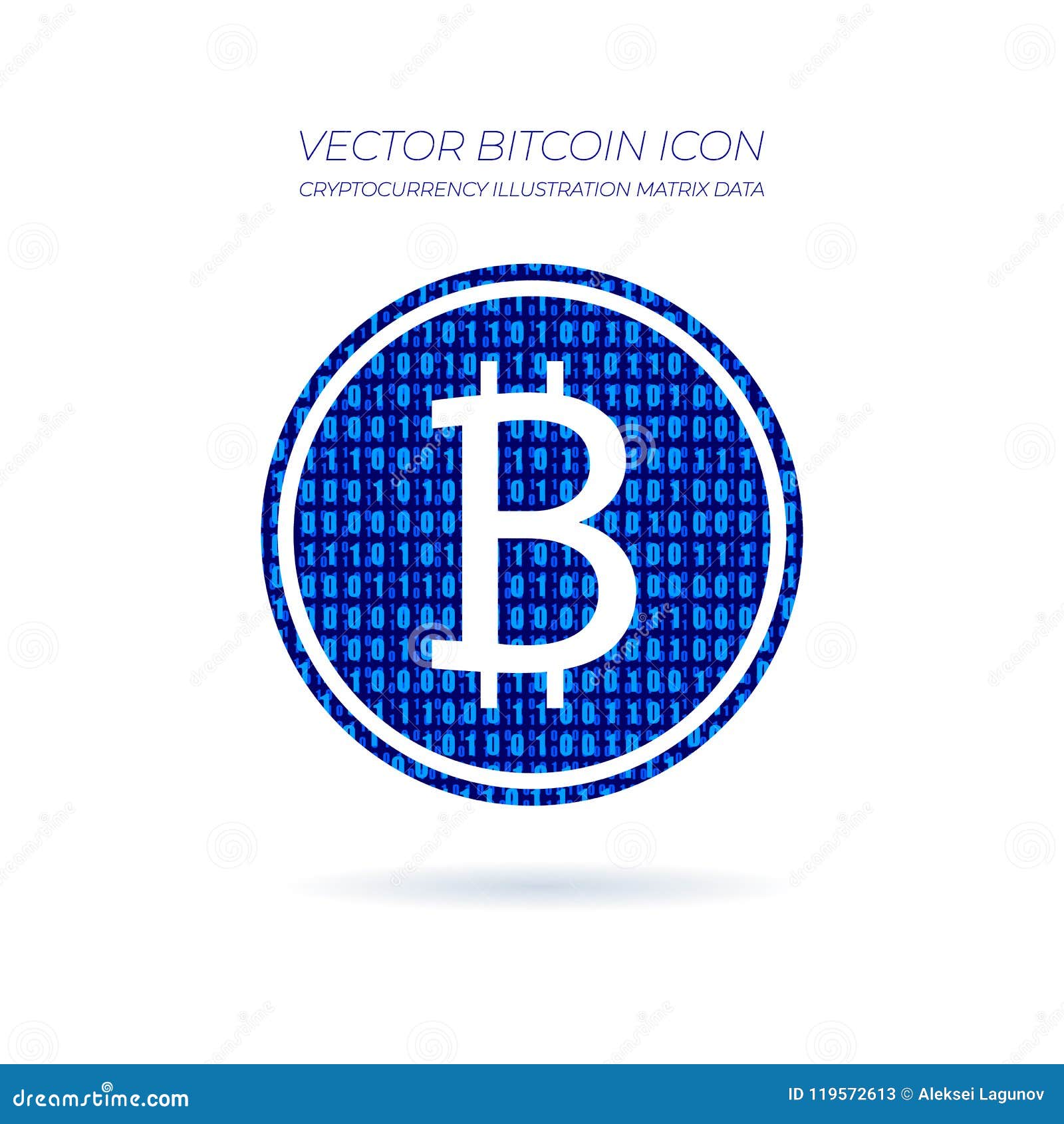 Vector Bitcoin Icon, Matrix Data Blue Pattern, Conceptual Graphic Art ...