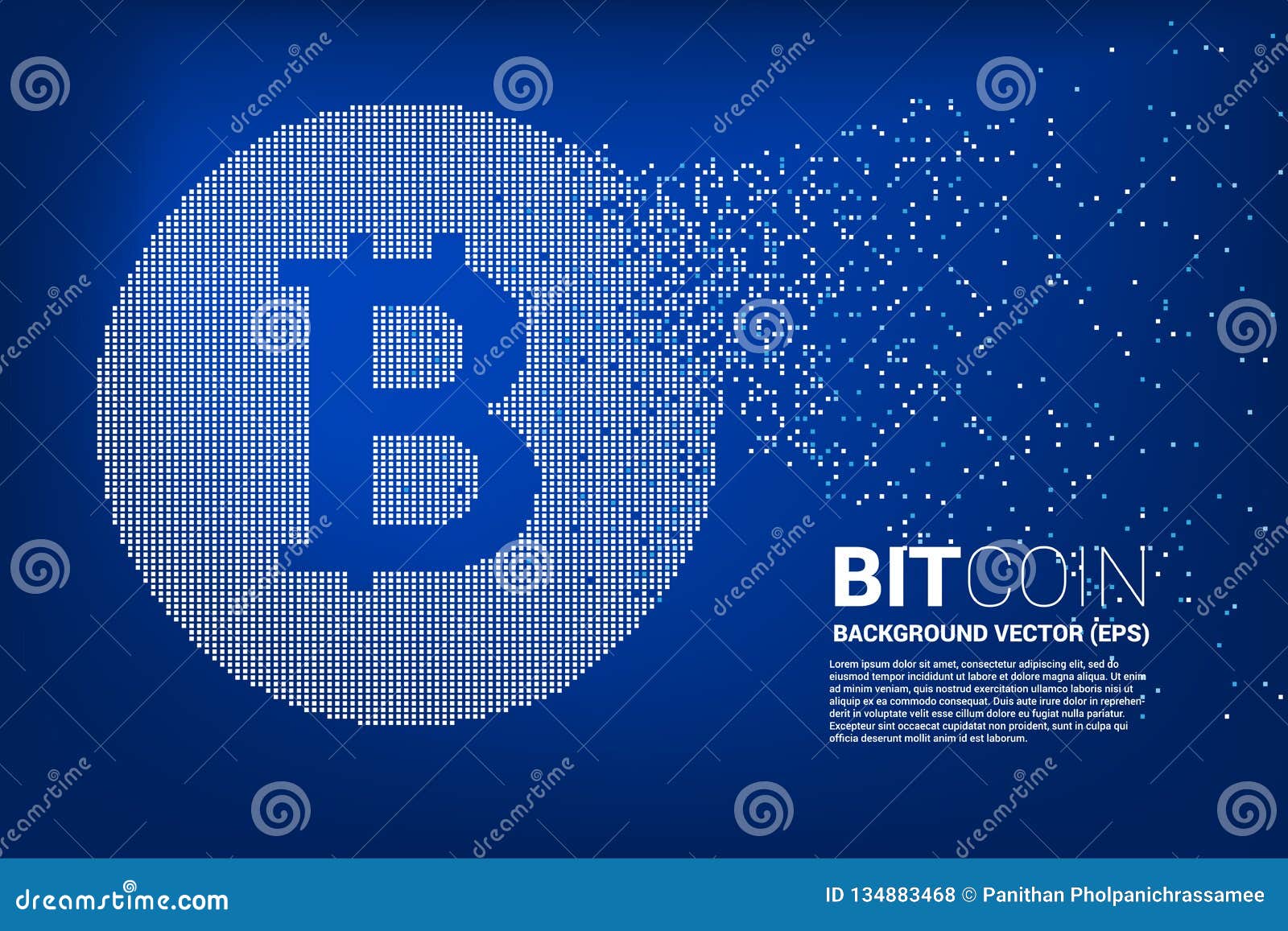 Vector Bitcoin Icon from Small Square Pixel. Stock Illustration ...