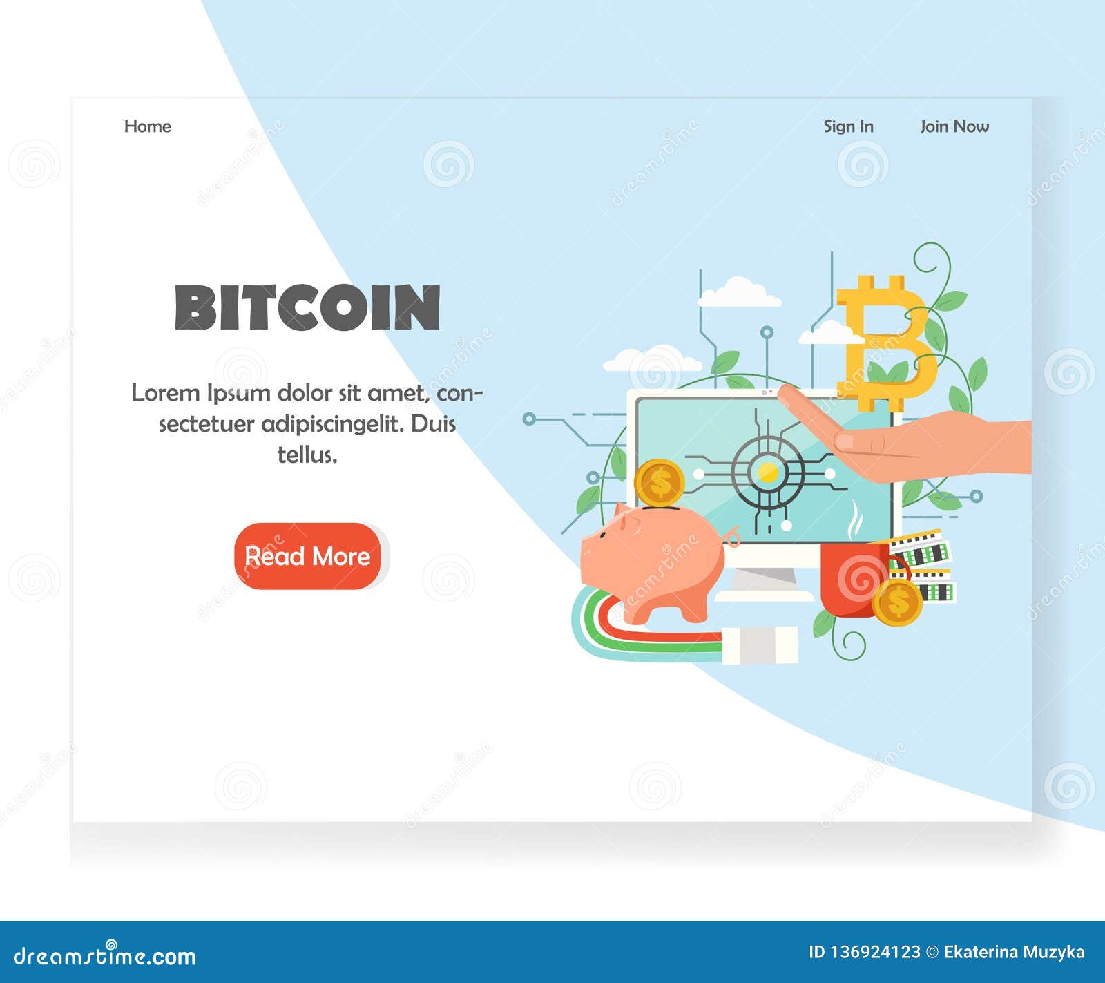 Vector Bitcoin Investment Website Landing Page Design Template Stock Vector Illustration Of
