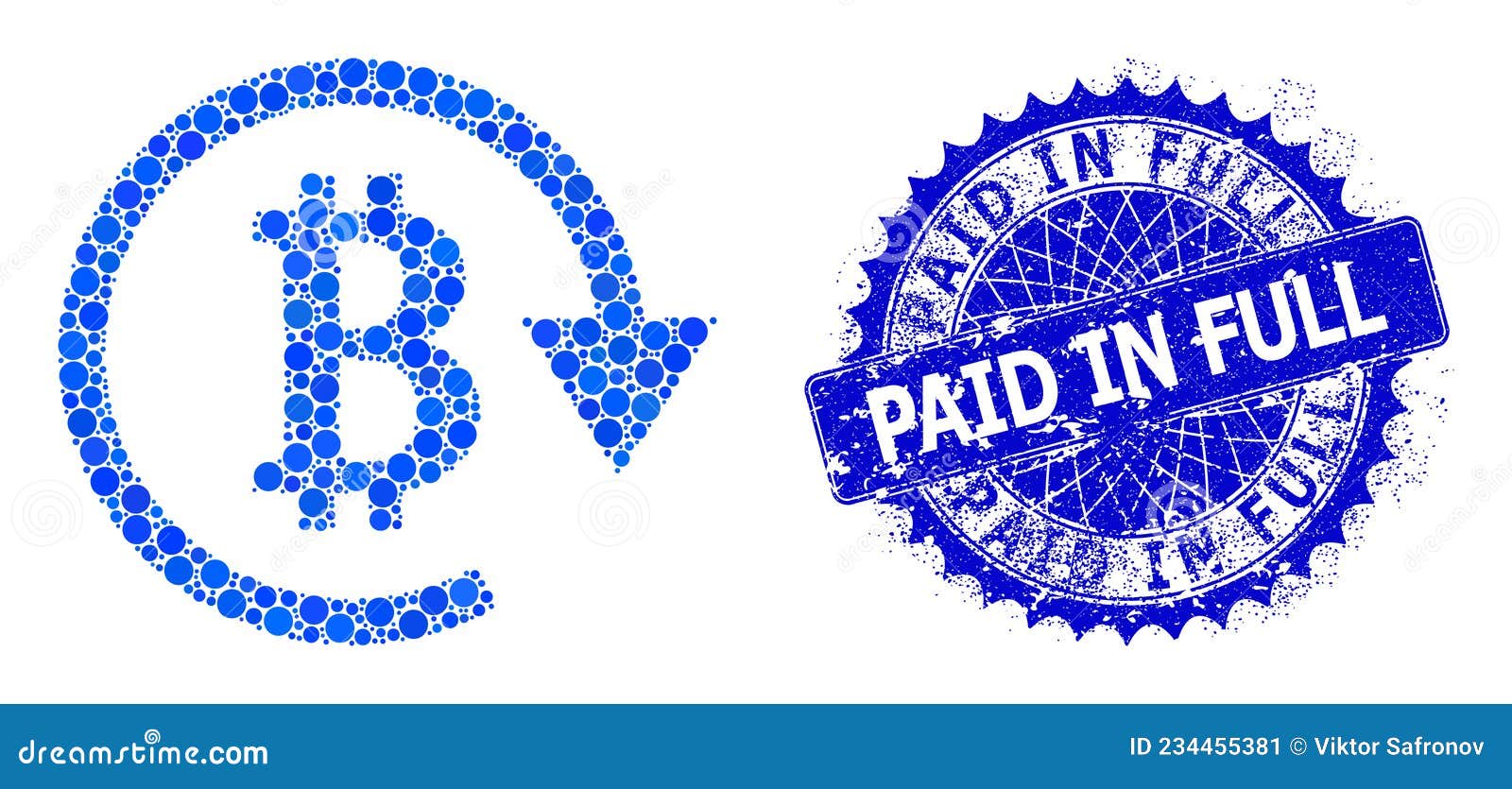 Vector Bitcoin Repay Composition of Dots with Scratched Paid in Full ...