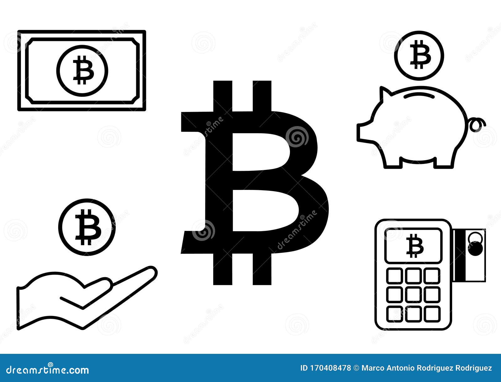 Vector Bitcoin Set Isolated on White Background Stock Illustration ...