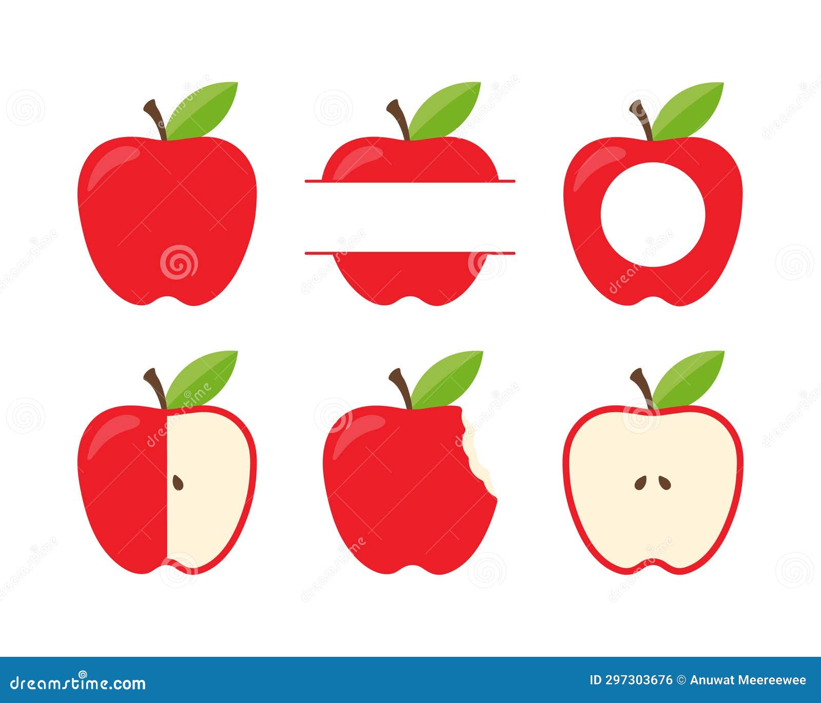 Vector Bitten Red Apple Apple Cut in Half Leave Space for Adding Text ...