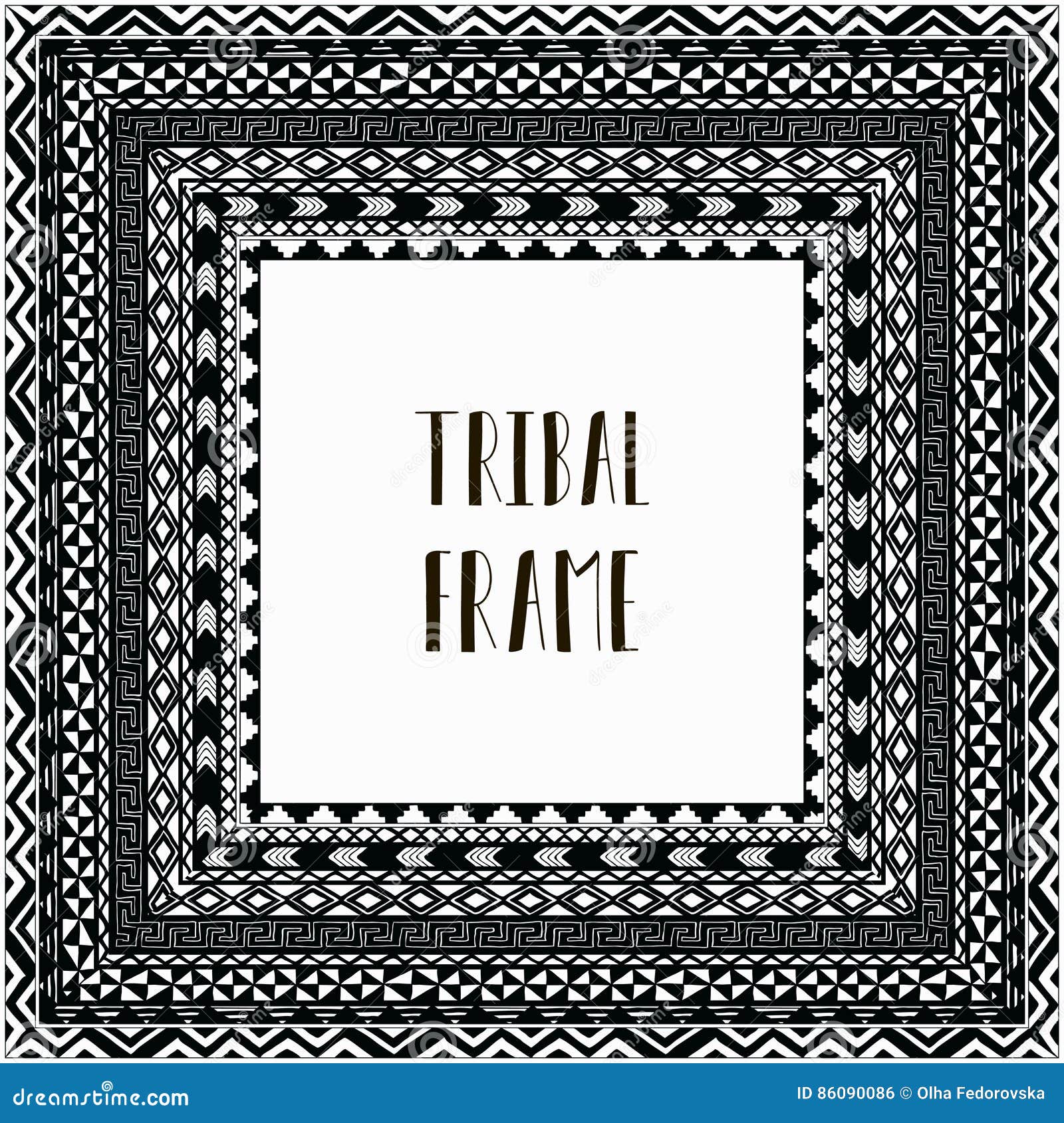 Vector Black Abstract Tribal Frame Stock Vector - Illustration of hand ...