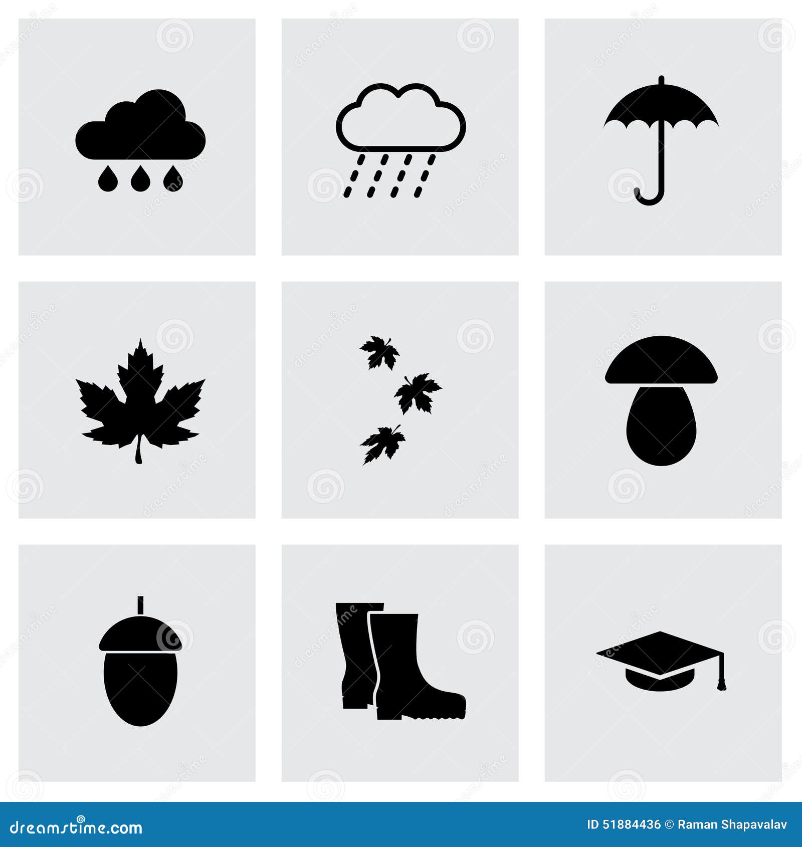 Vector Black Academic Icon Set Stock Vector - Illustration of season ...