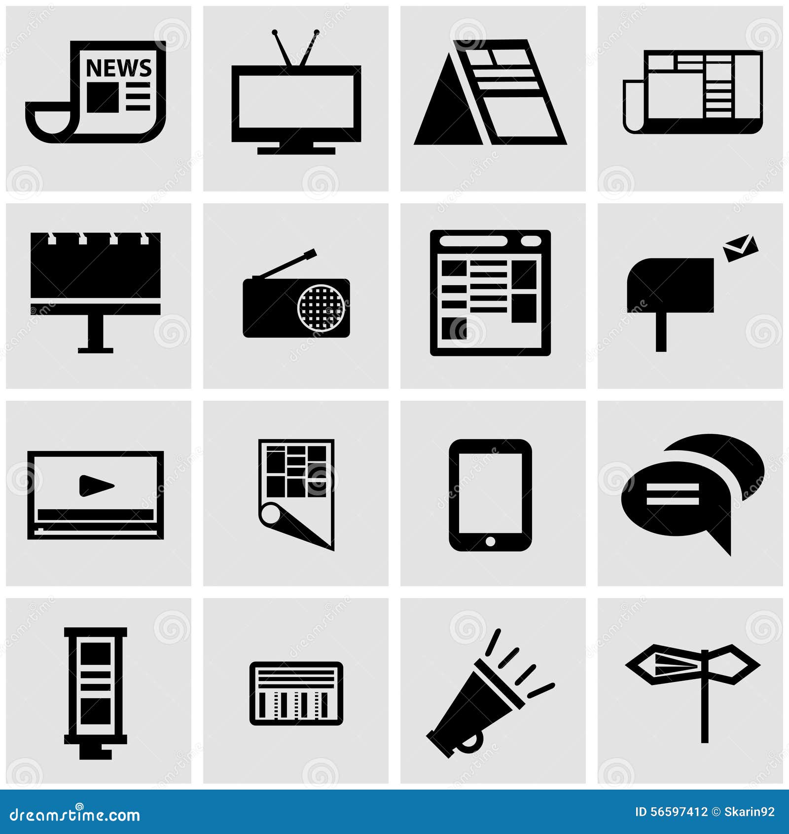 Vector Black Advertisement Icon Set Stock Illustration - Illustration ...