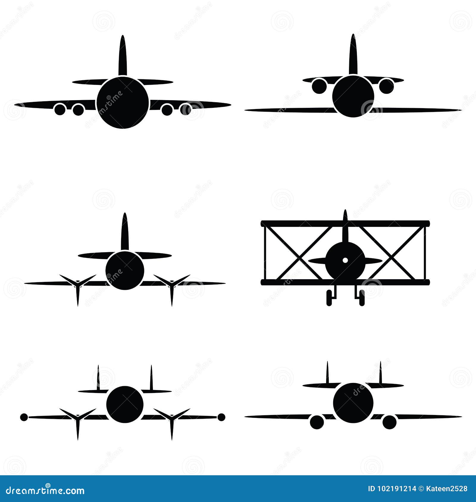 Vector Black Airplane Icon Set Stock Vector - Illustration of modern ...