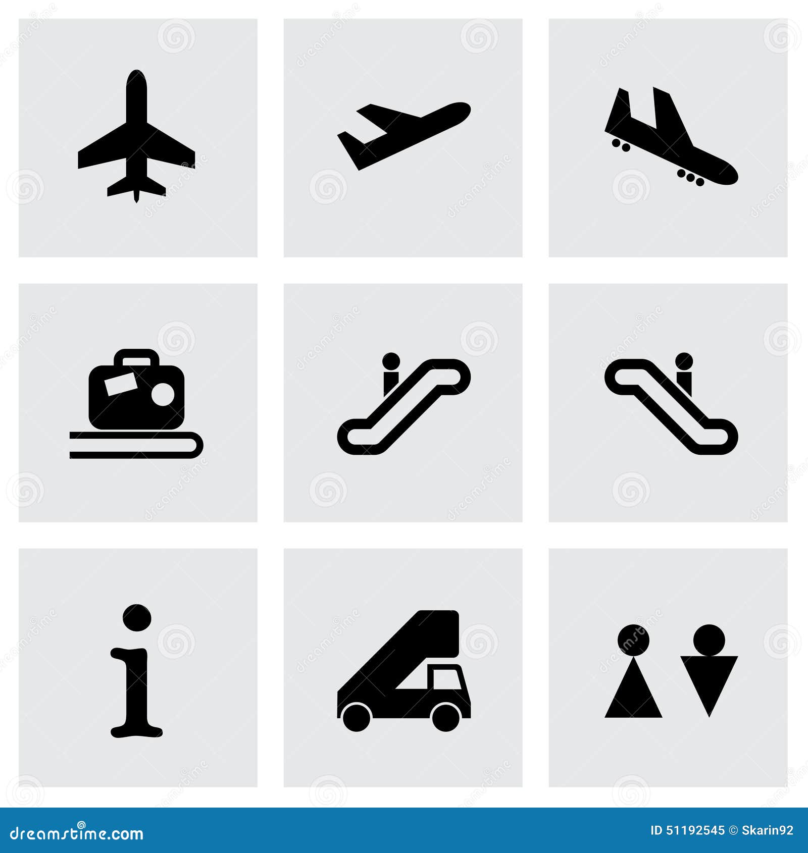 Airport Icon Set. Include Creative Elements Takeoff, Around The World ...