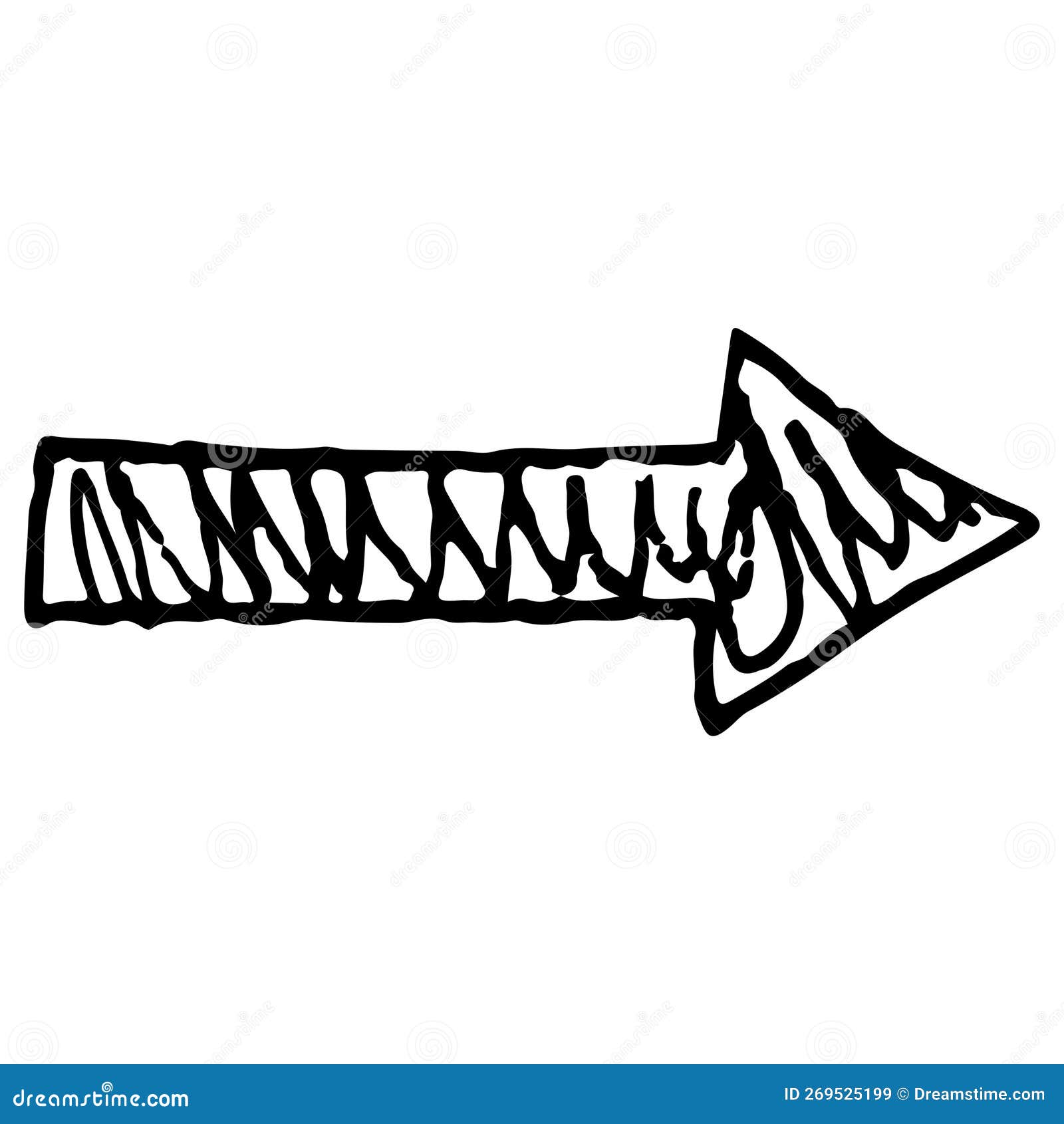 Vector Black Arrow Doodle Style Isolated on White Background Stock ...