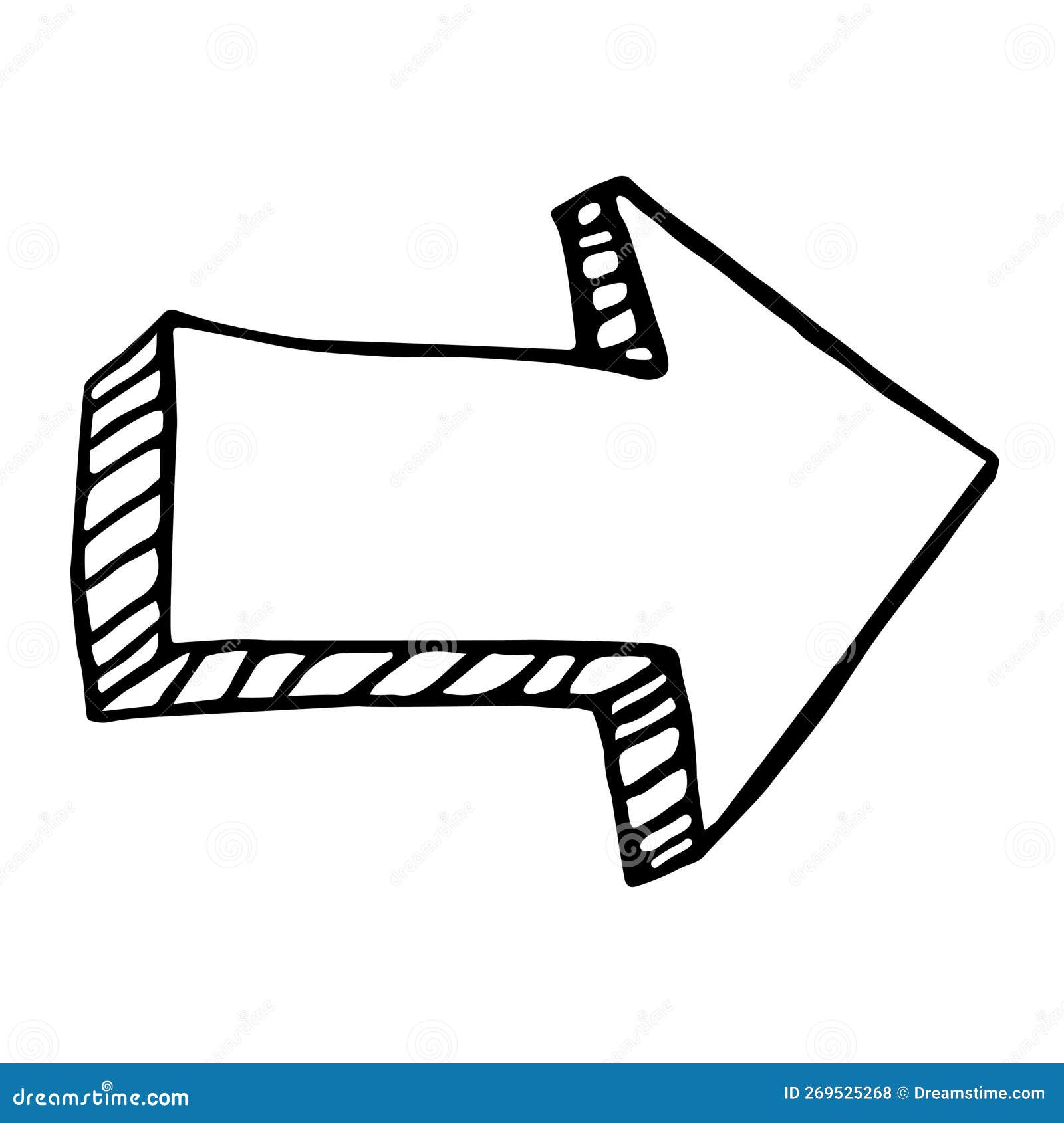 Vector Black Arrow Doodle Style Isolated on White Background Stock ...