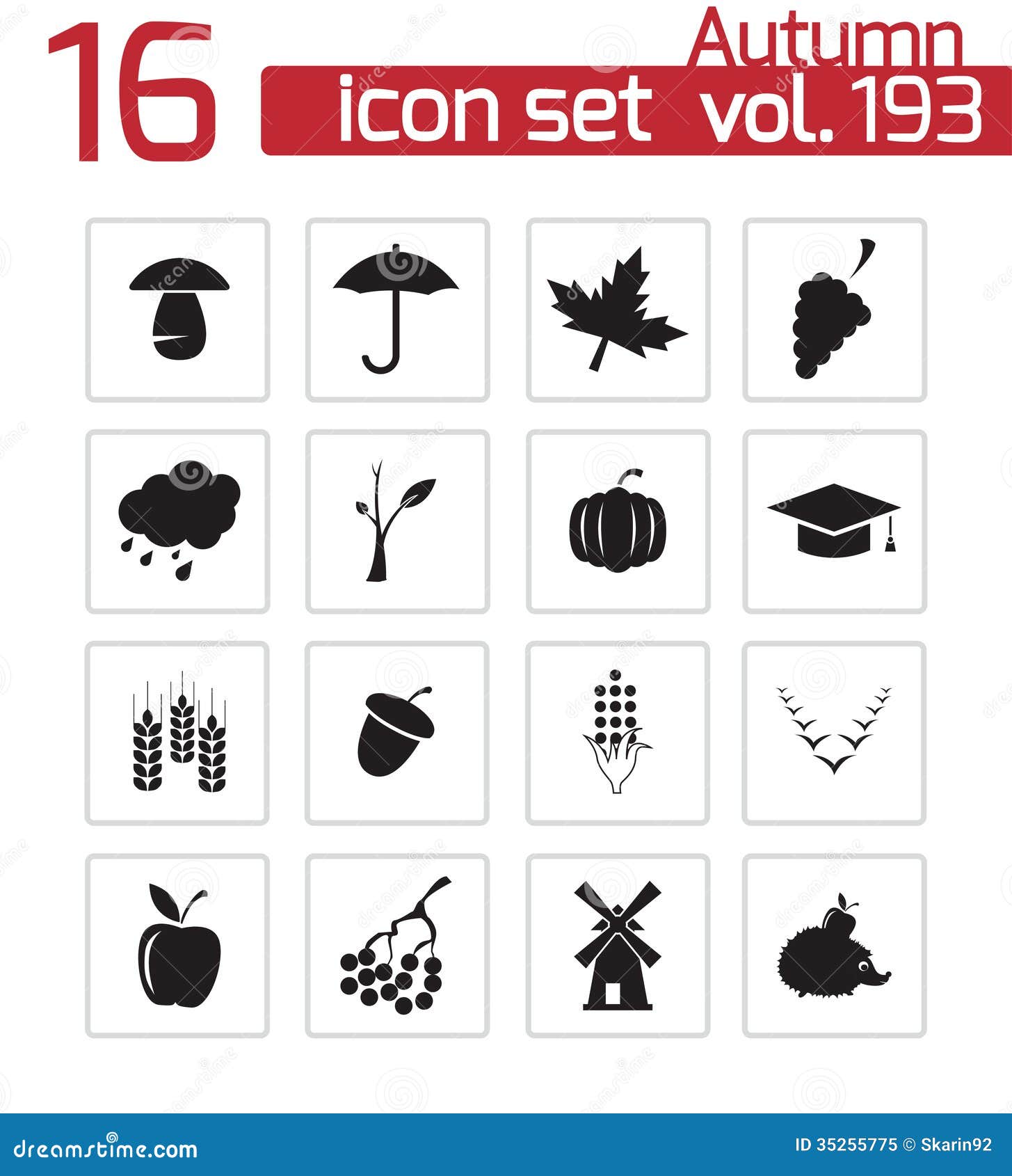 Vector Black Autumn Icons Set Stock Vector - Illustration of autumn ...