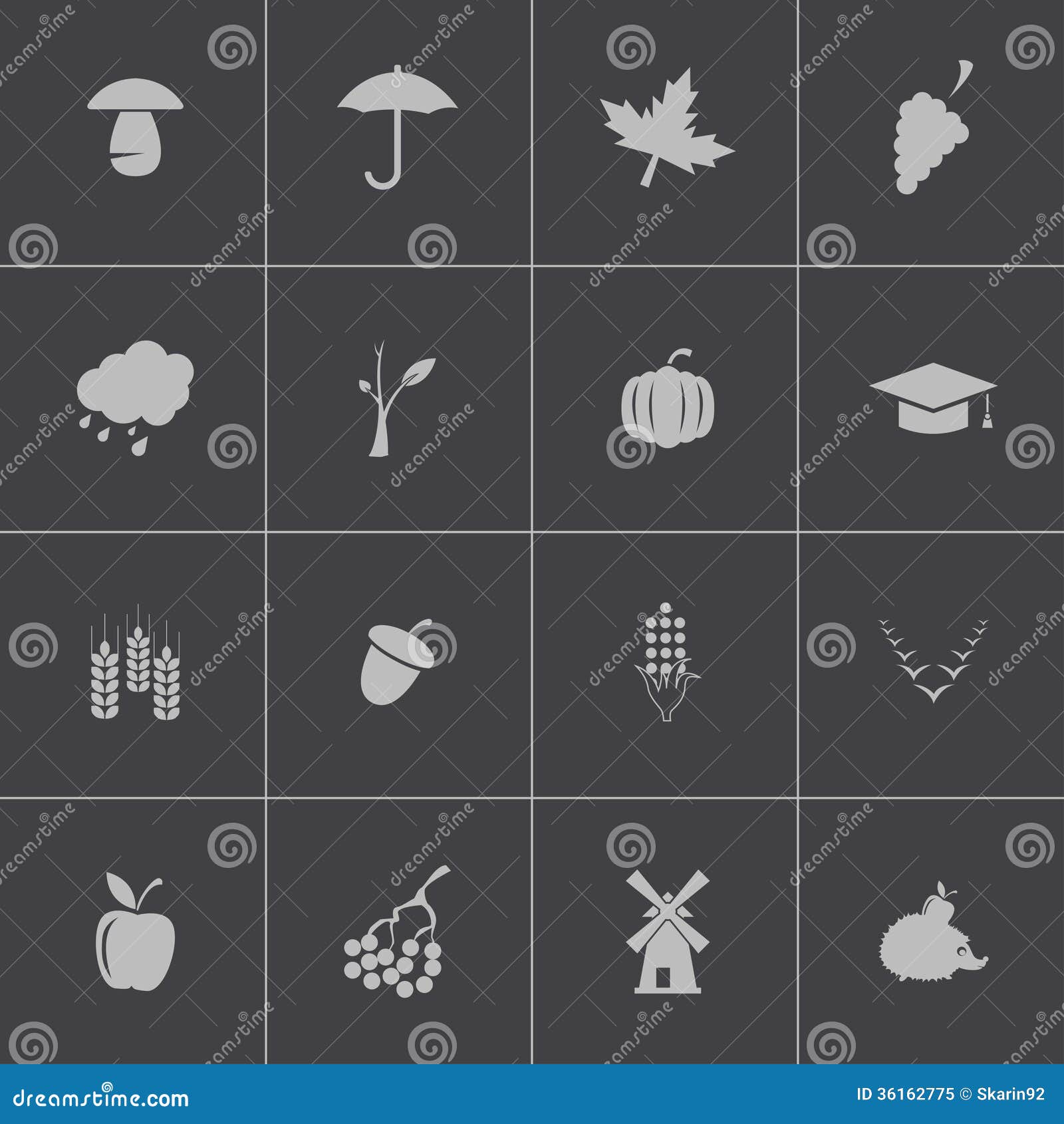 Vector Black Autumn Icons Set Stock Vector - Illustration of corn, leaf ...