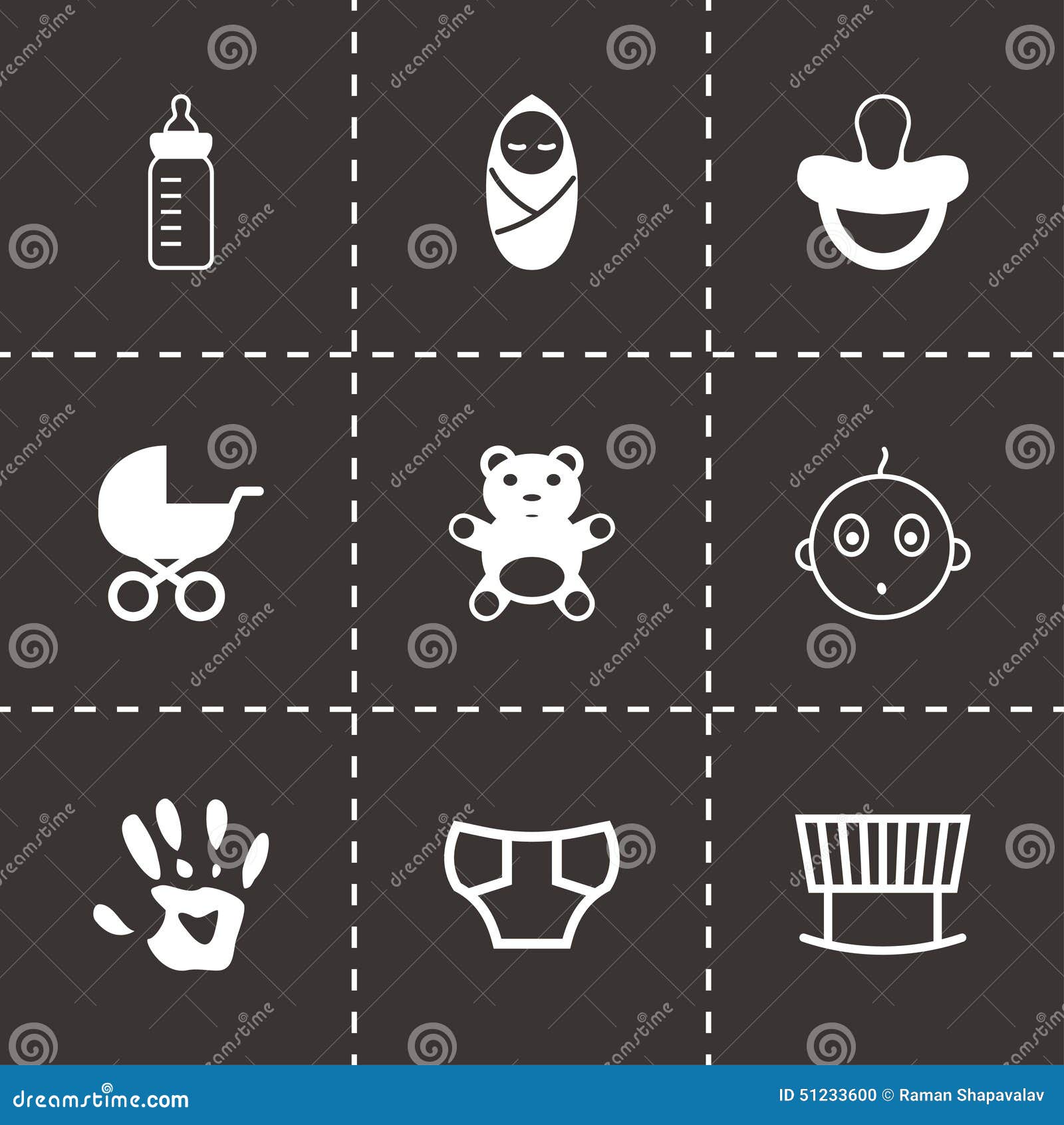 Vector Black Baby Icons Set Stock Vector - Illustration of milk, diaper ...