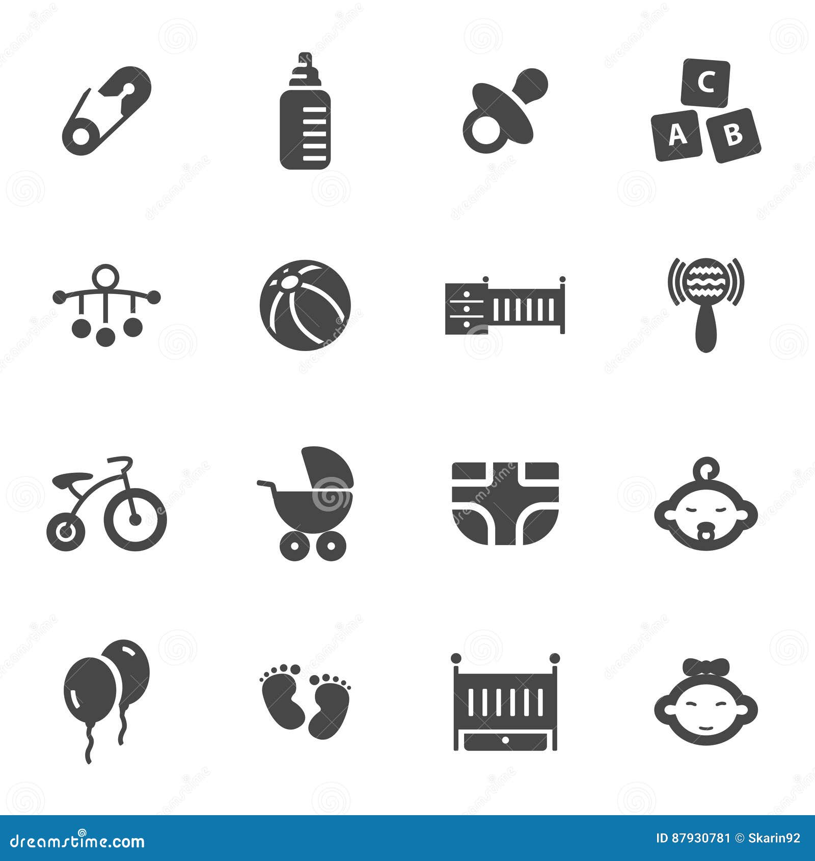 Vector Black Baby Icons Set Stock Illustration - Illustration of ...