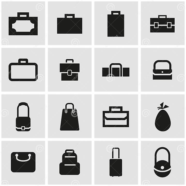 Vector black bag icon set stock vector. Illustration of graphic - 54795146