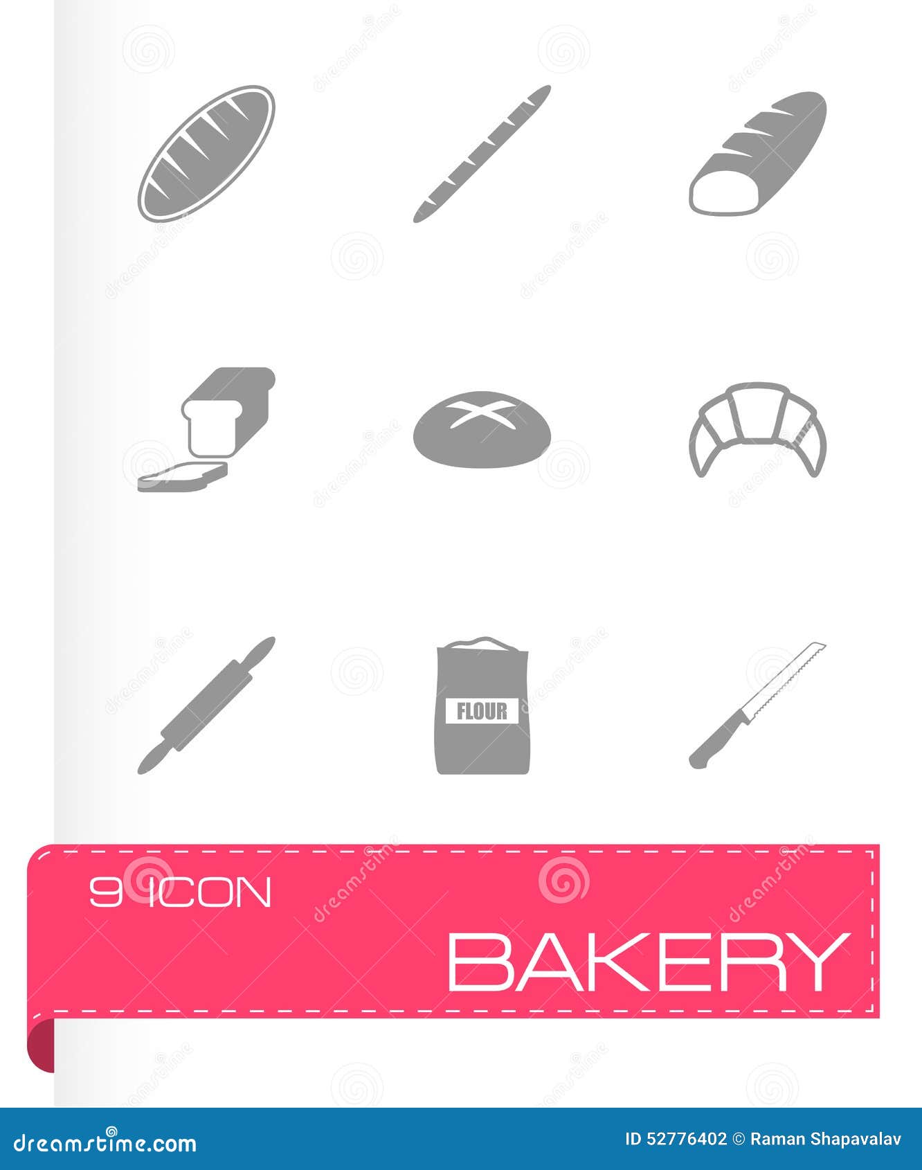 Vector Black Bakery Icon Set Stock Vector - Illustration of toast ...
