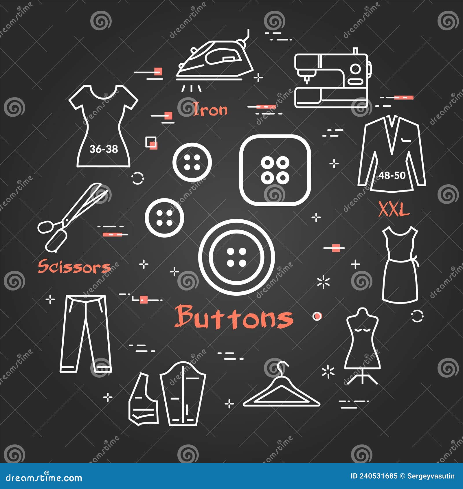 Vector Black Banner of Tailor and Sewing - Tailor Pattern Stock Vector ...