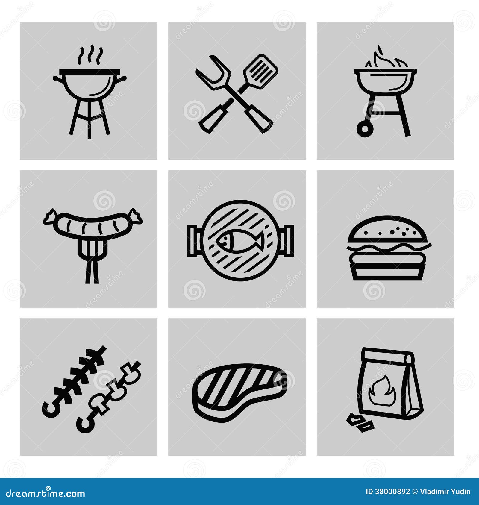 Vector Black Barbecue Icons Set Stock Vector - Illustration of ...