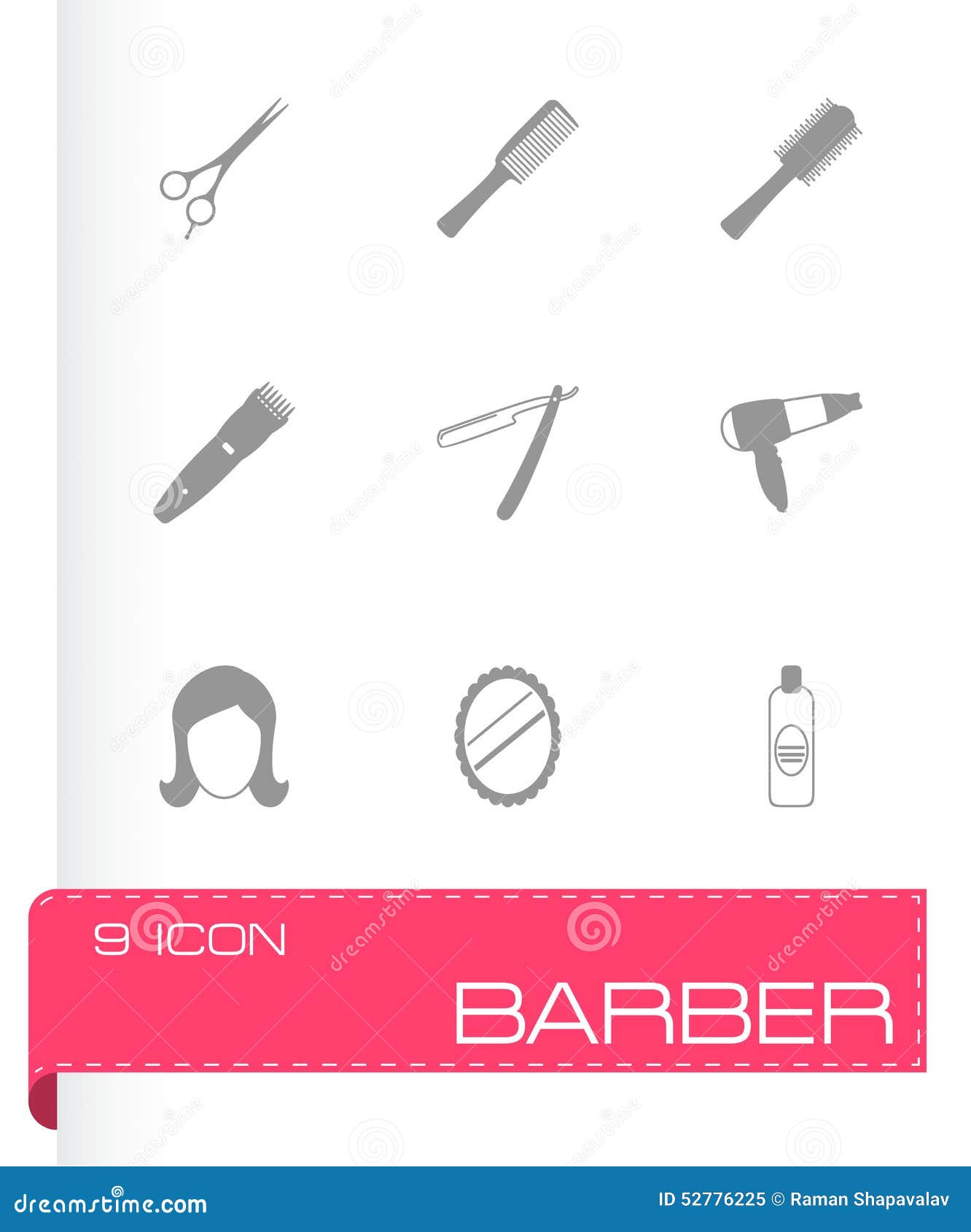 Vector Black Barber Icons Set Stock Vector - Illustration of sign ...