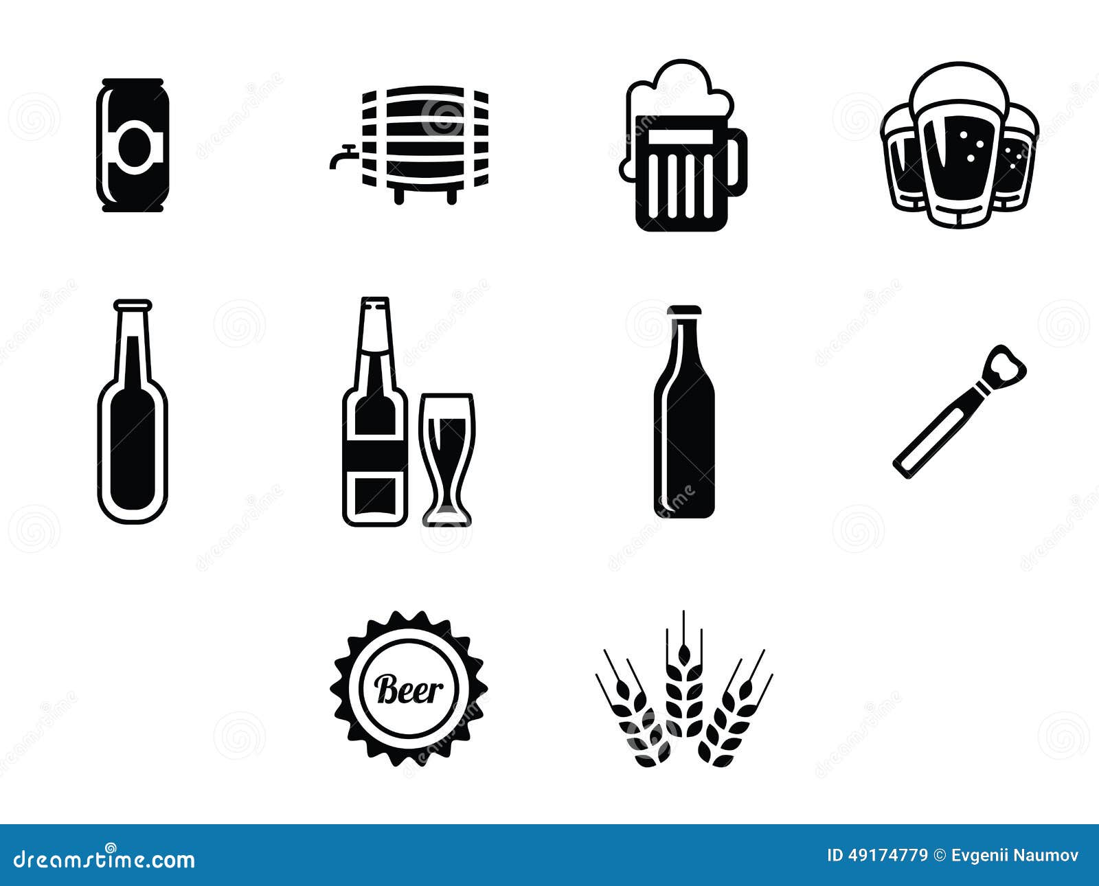 Vector Black Beer Icons Set. Stock Vector - Illustration of draught ...