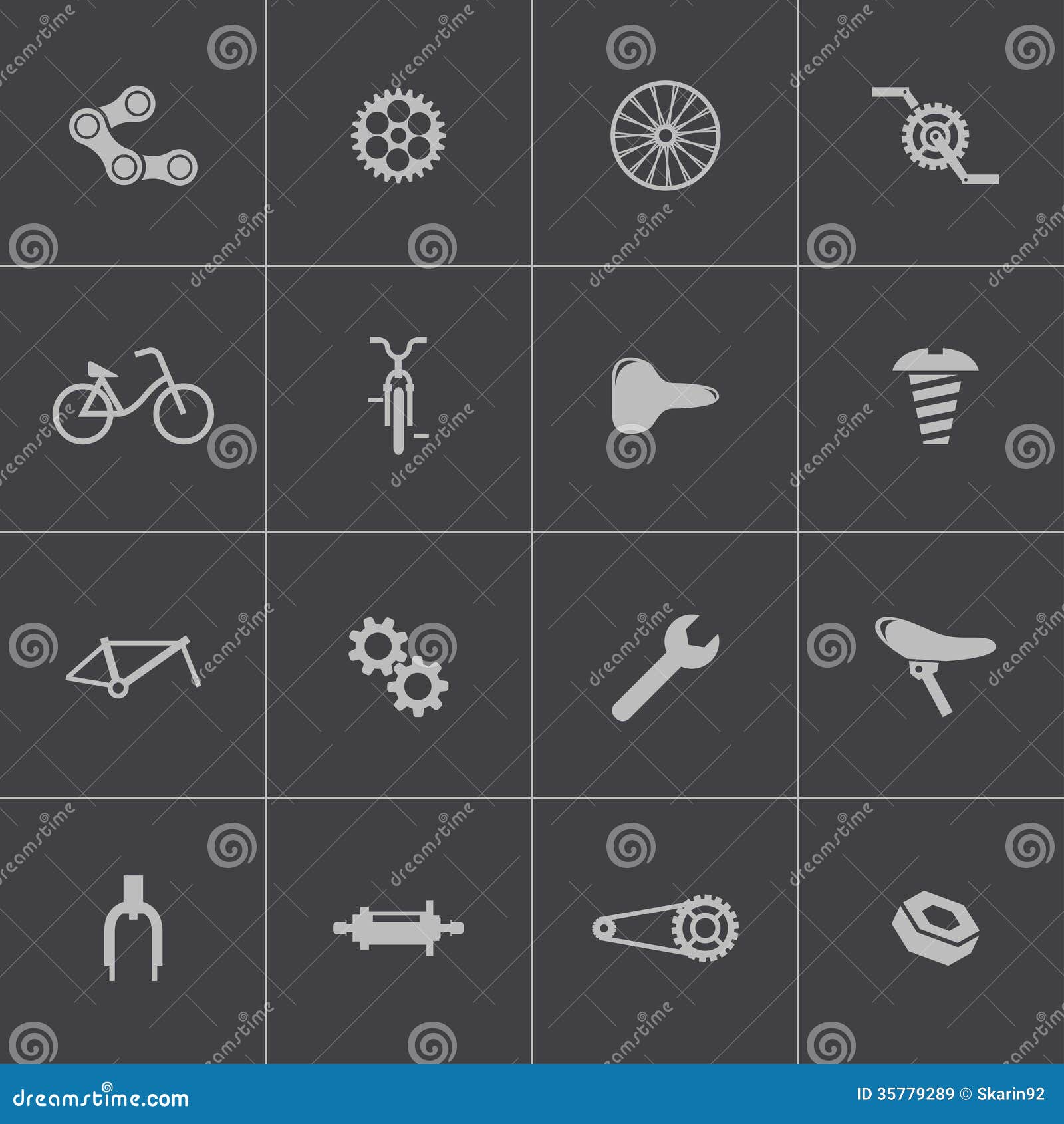 Vector Black Bicycle Part Icons Set Stock Vector - Illustration of ...