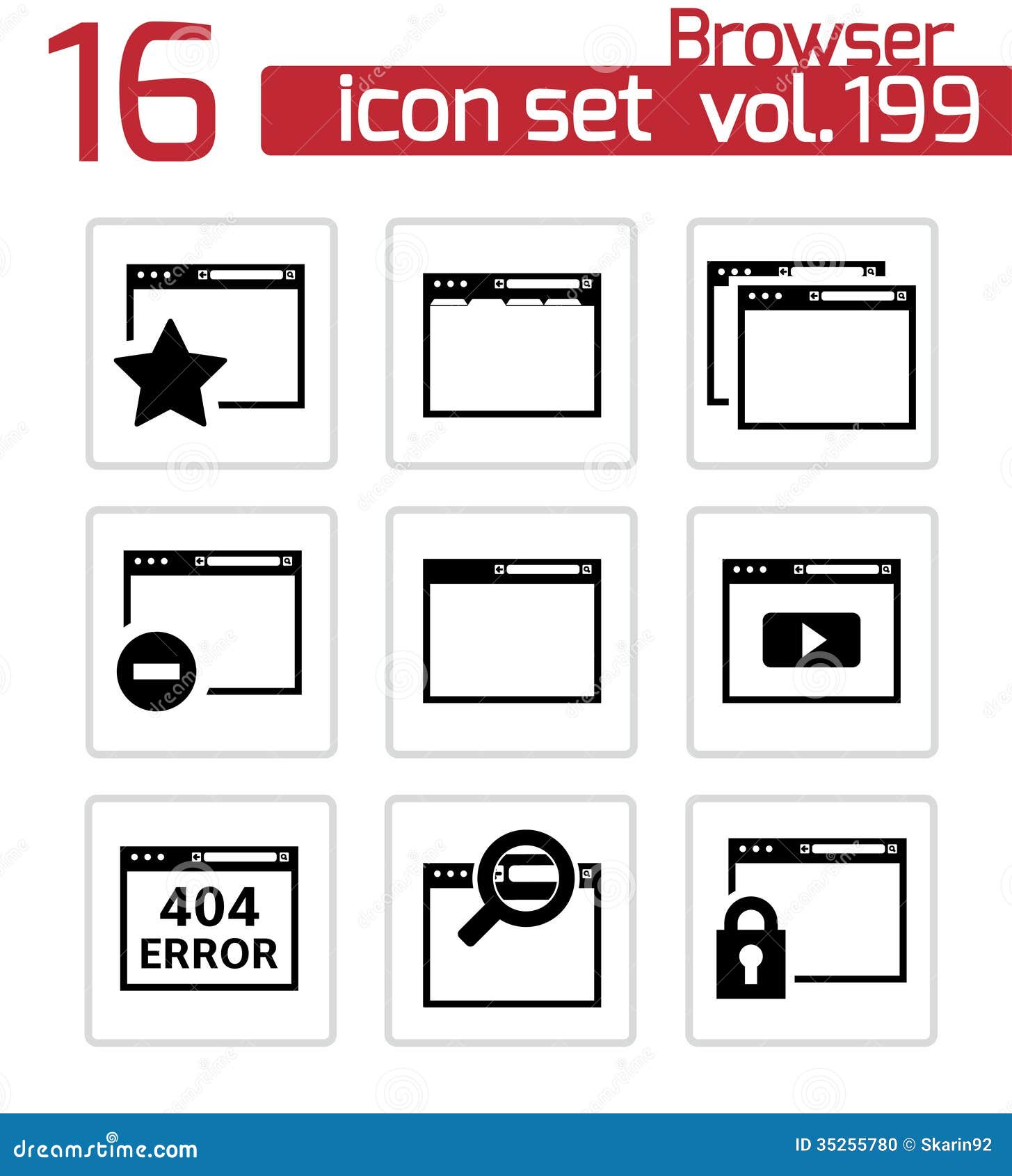 Vector black browser icons stock vector. Illustration of site - 35255780