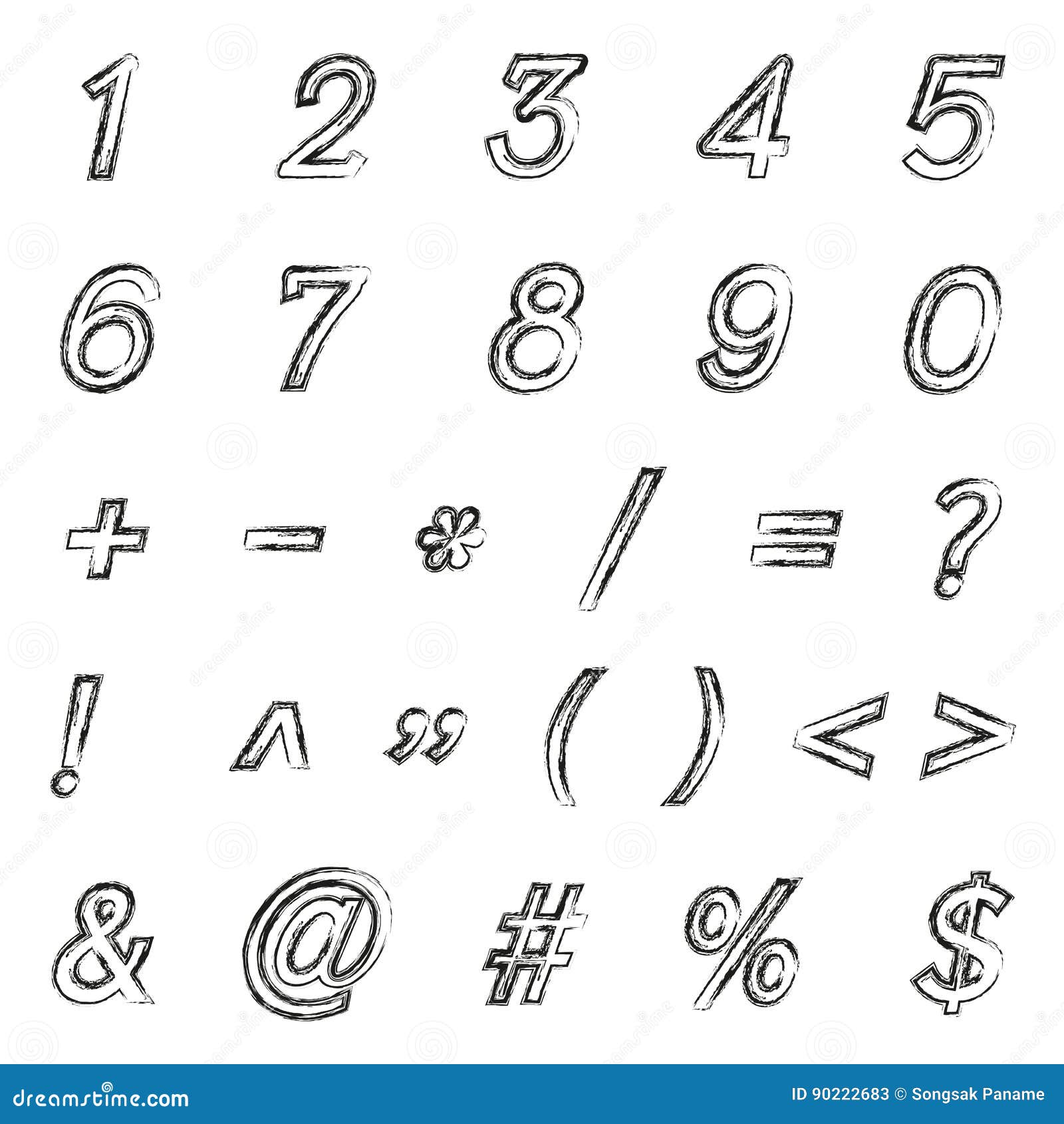 Vector Black Brush Stroke Number Style Stock Vector - Illustration of ...