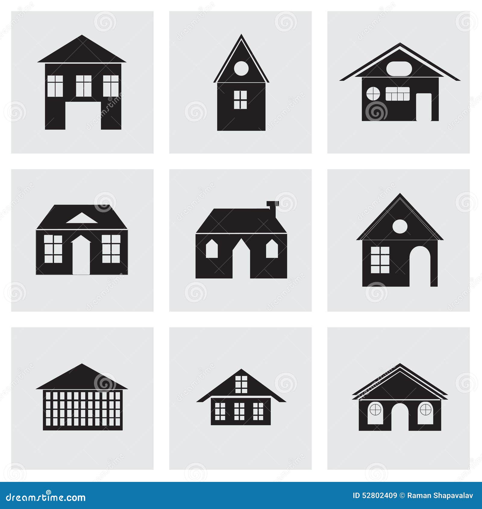 Vector Black Buildings Icons Set Stock Vector - Illustration of ...