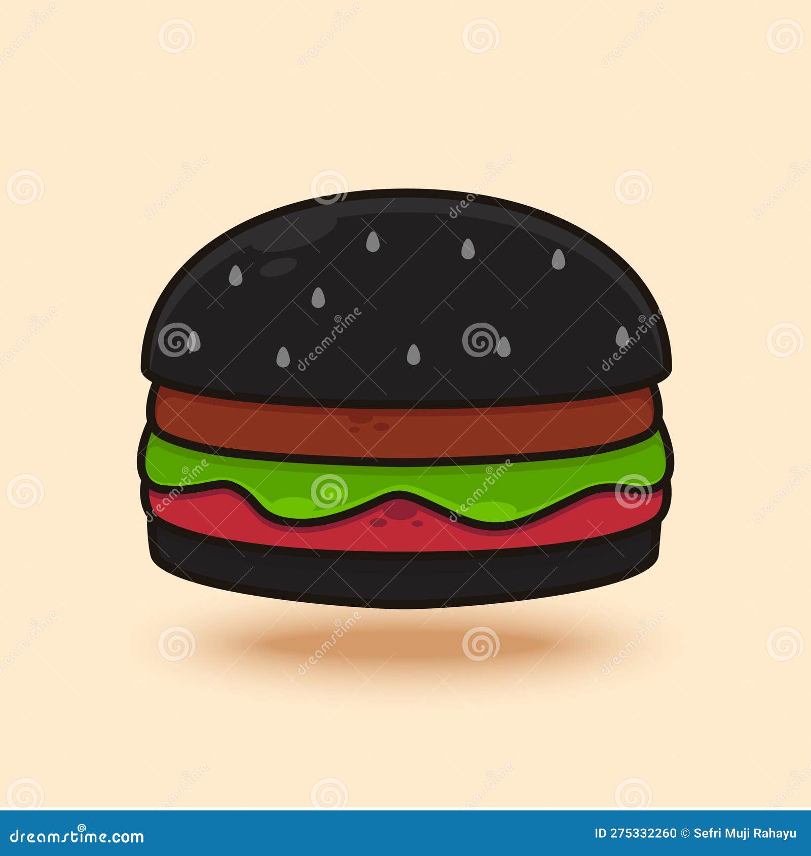 Vector Black Burger Food Illustration Stock Vector - Illustration of ...