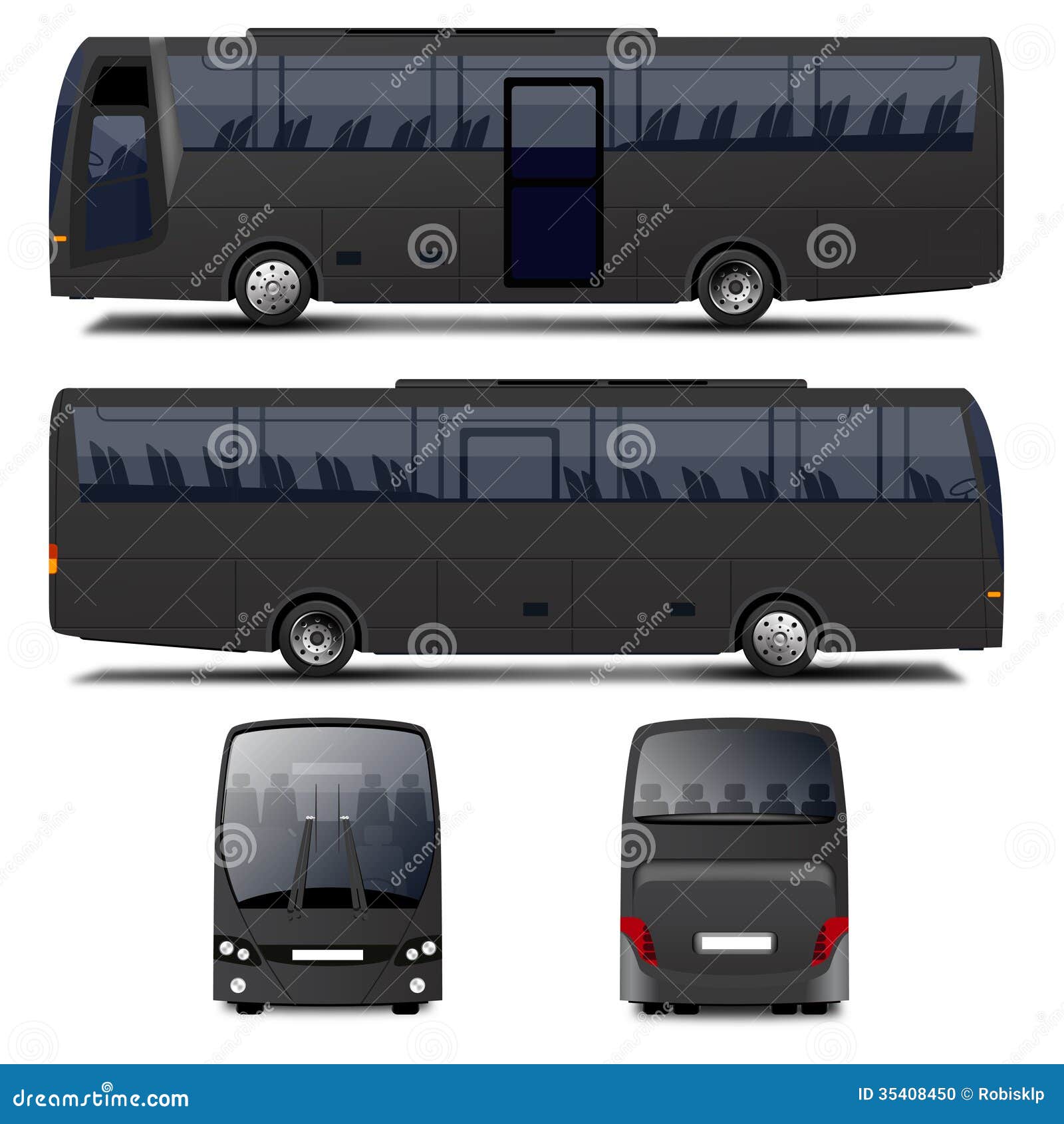 Vector Black Bus stock vector. Illustration of side, driving - 35408450