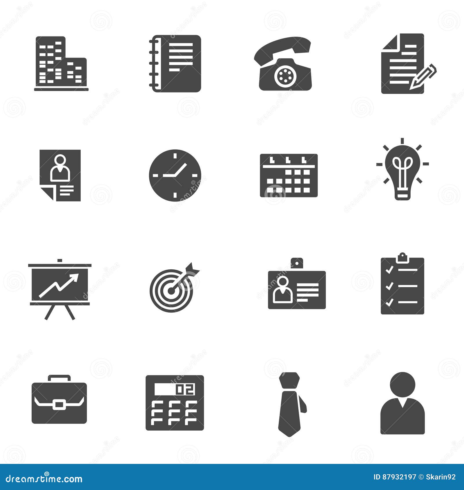 Vector Black Business Icons Set Stock Illustration - Illustration of ...