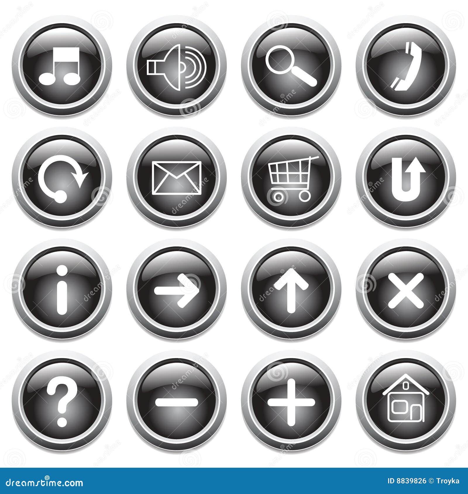 Vector Black Buttons with Symbols. Stock Vector - Illustration of data ...