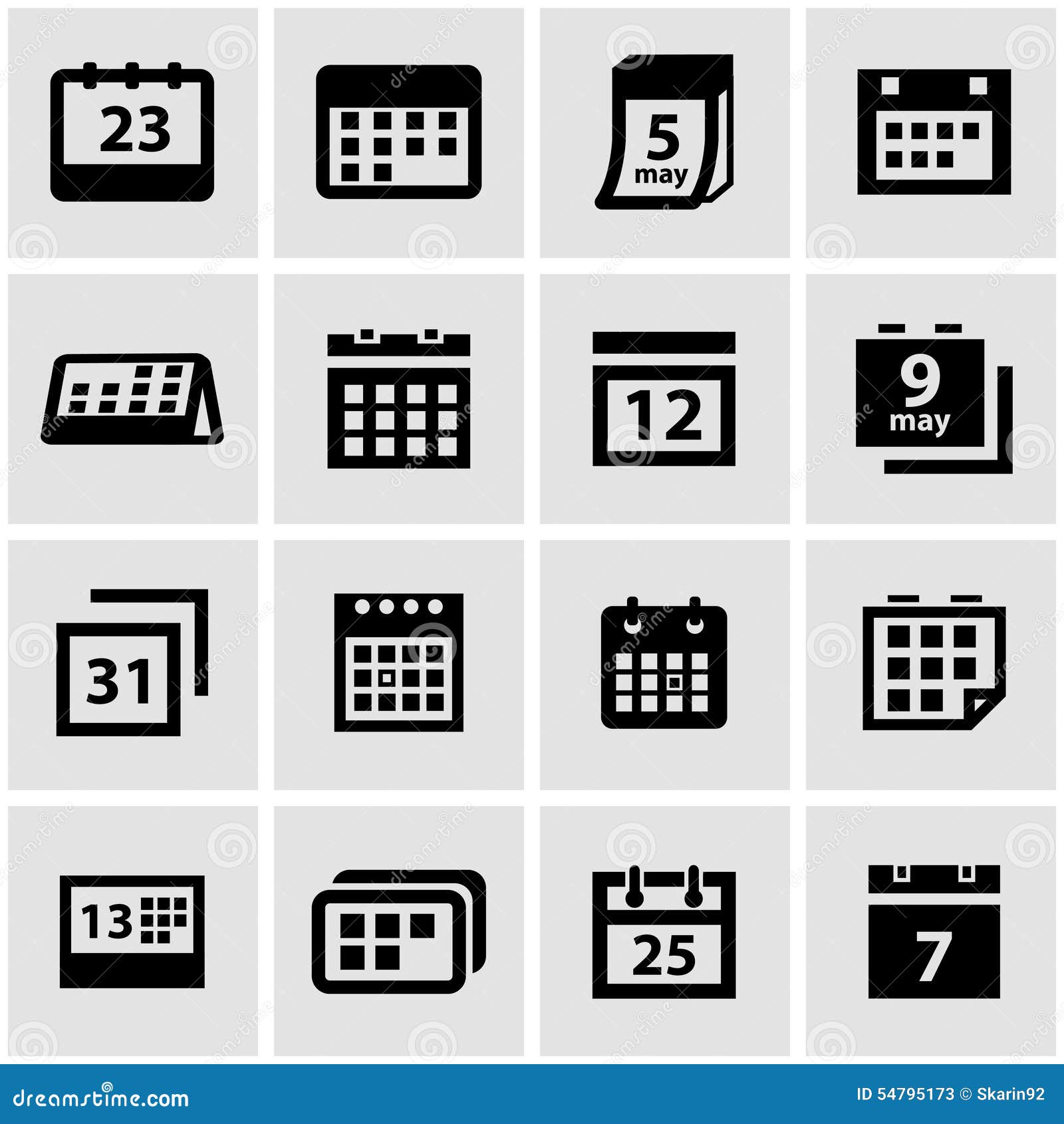 Calendar Icon Collection. Set Of Calendar Symbols. Meeting Deadlines ...