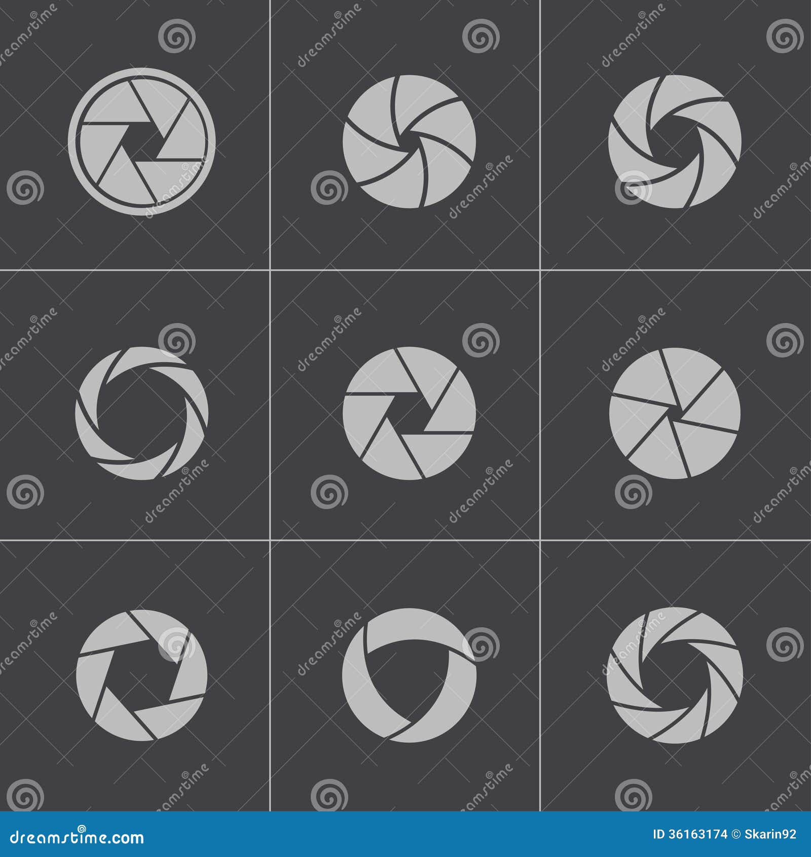 Vector Black Camera Shutter Stock Vector - Illustration of icon, color ...